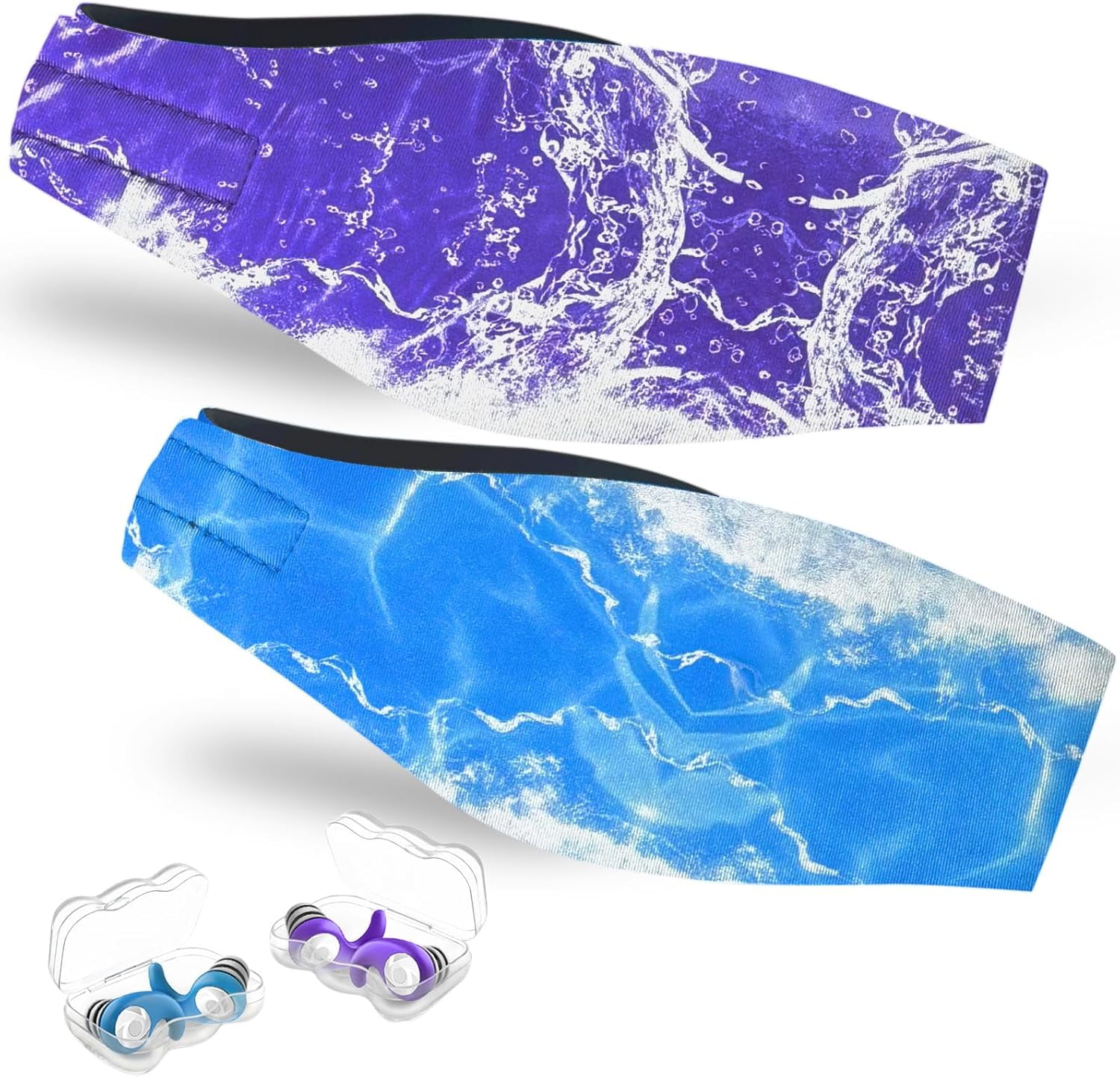 Swimming Headband for Adults - 2 Pairs Waterproof Ear Plugs ...