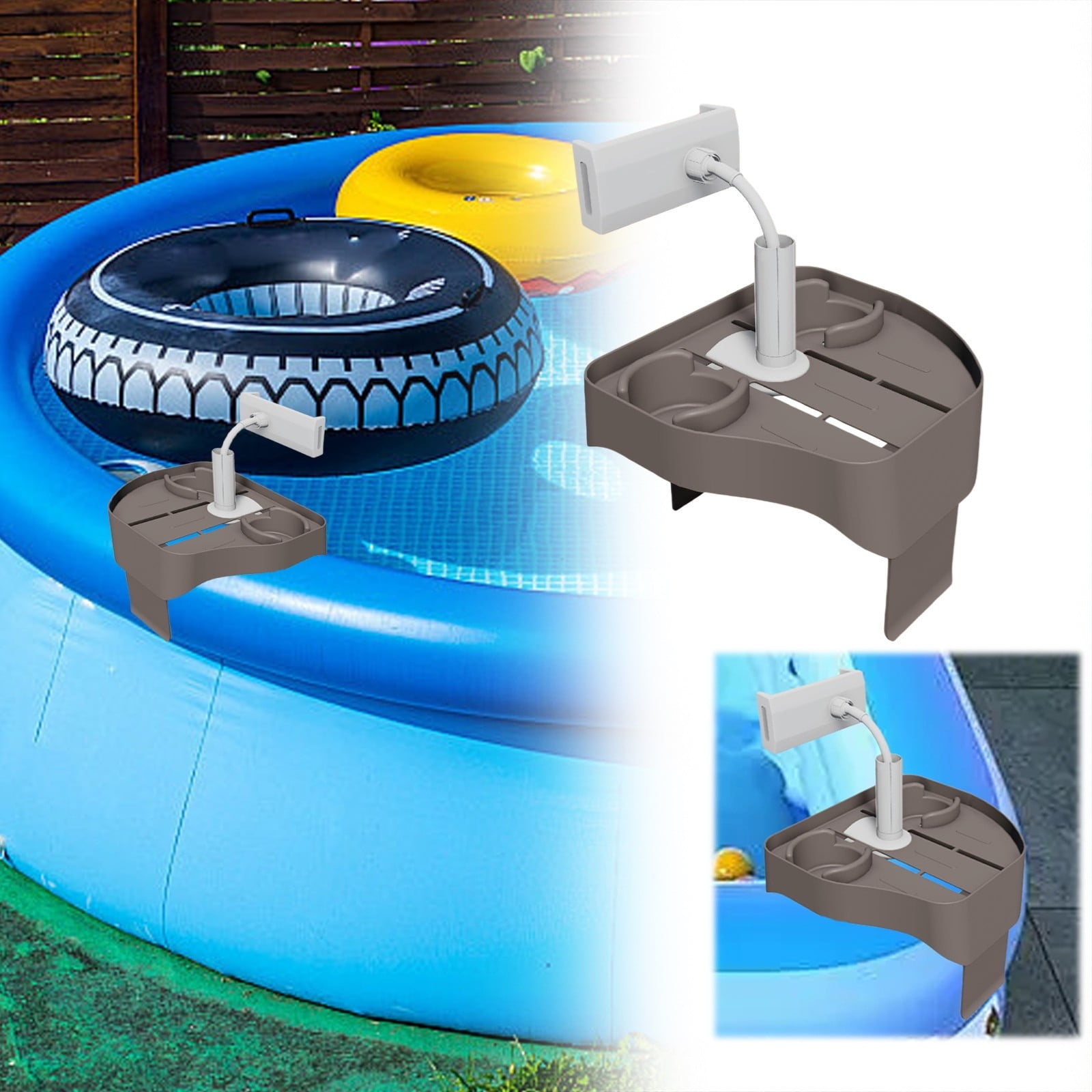 Swimming Hot Tub Tray Table with Cup Holder and Phone Holder - Outdoor ...