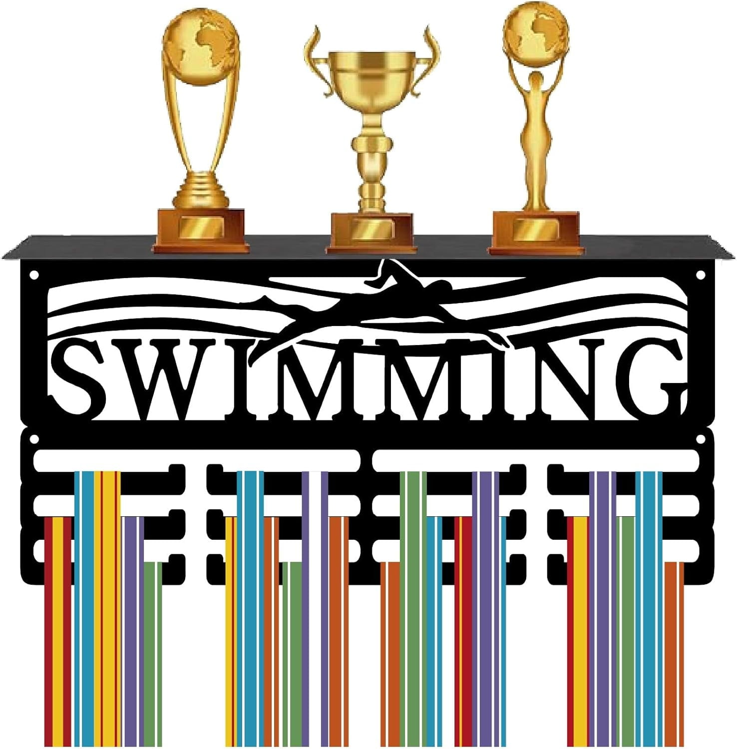 Swimming Medal Display Shelf Trophy Holder Display 3 Row Hold 60 ...