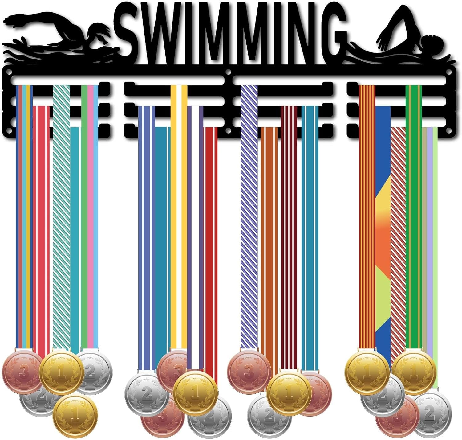 Swimming Medal Hanger Display Medal Holder Rack Organizer Sports Metal Iron Wall Mount Hanging ...