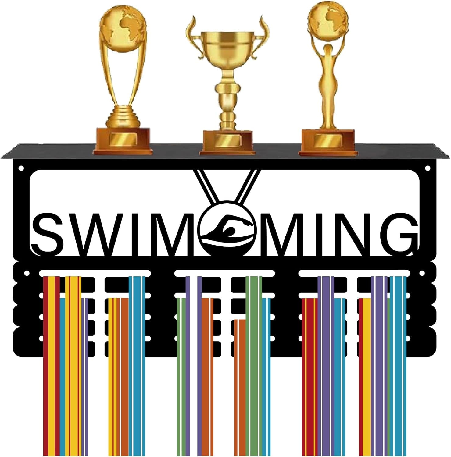 Swimming Medal Hanger Display Trophy Shelf Medal Holder with Shelf ...