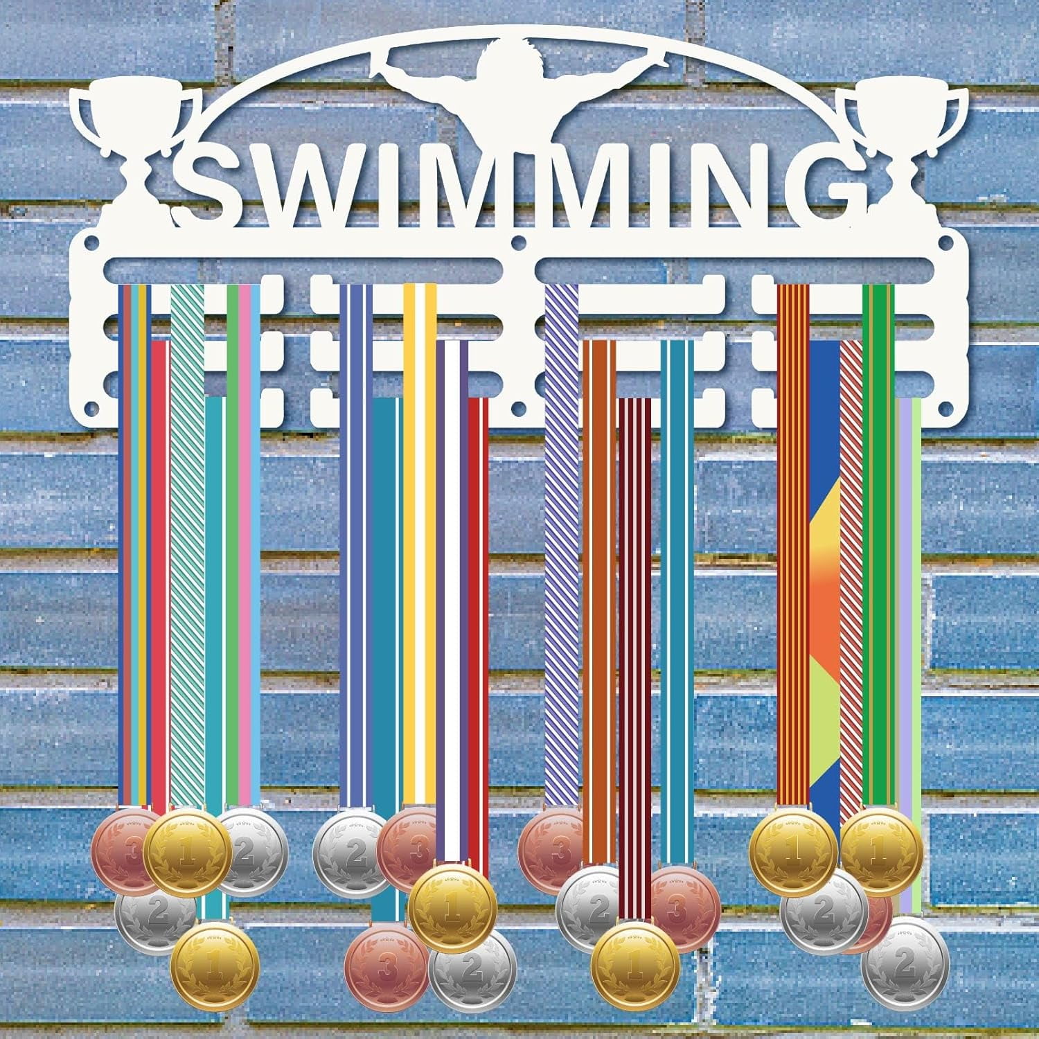 Swimming Medal Holder Display Awards Hanging Rack Small Sports Swim ...
