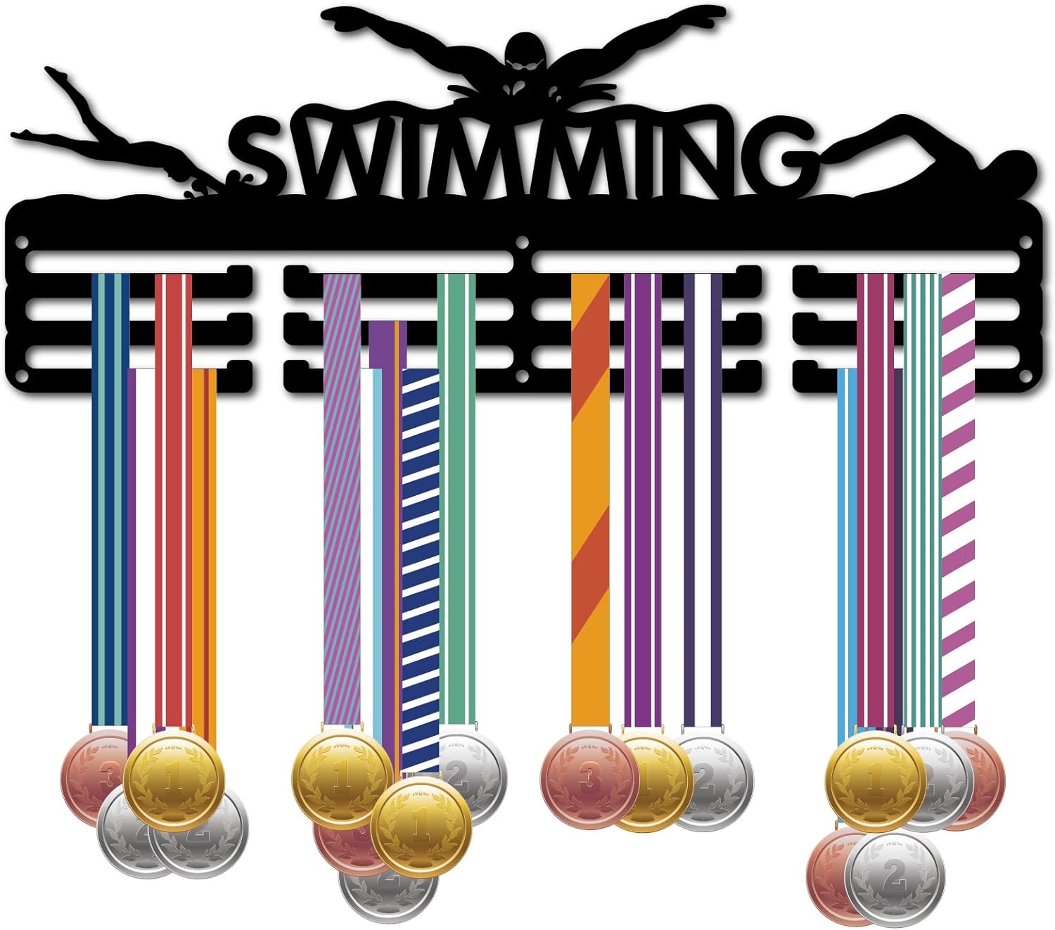 Swimming Medal Holder Display Hanger Medal Wall Mount Frame Shelf ...