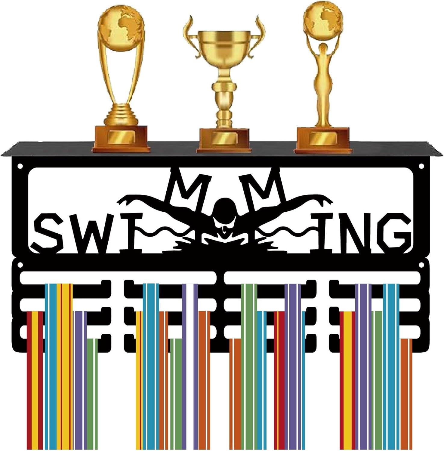 Swimming Medal Holder Display Sports Medal Hanger Lanyard Ribbon Trophy ...