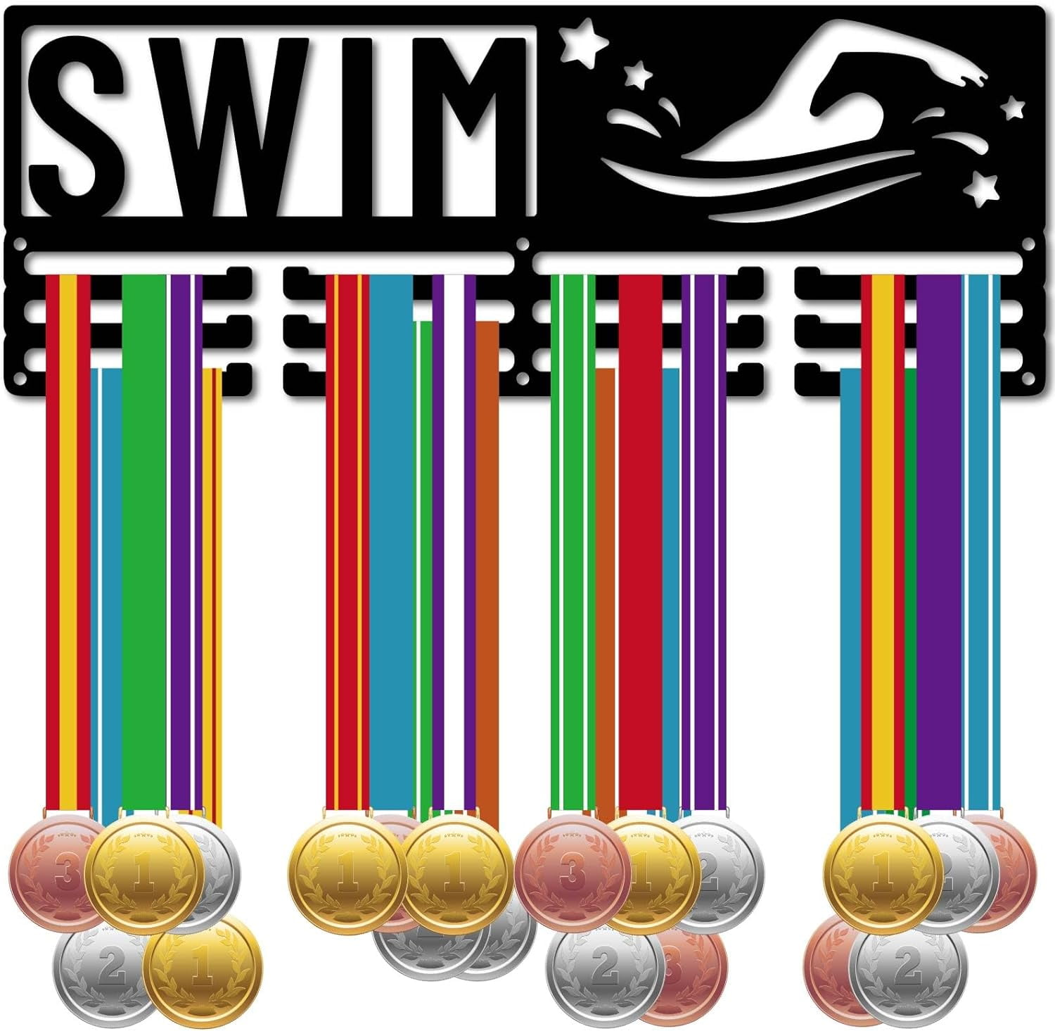 Swimming Medal Holder Display Swim Medal Hanger Rack Wall Mounted Frame ...