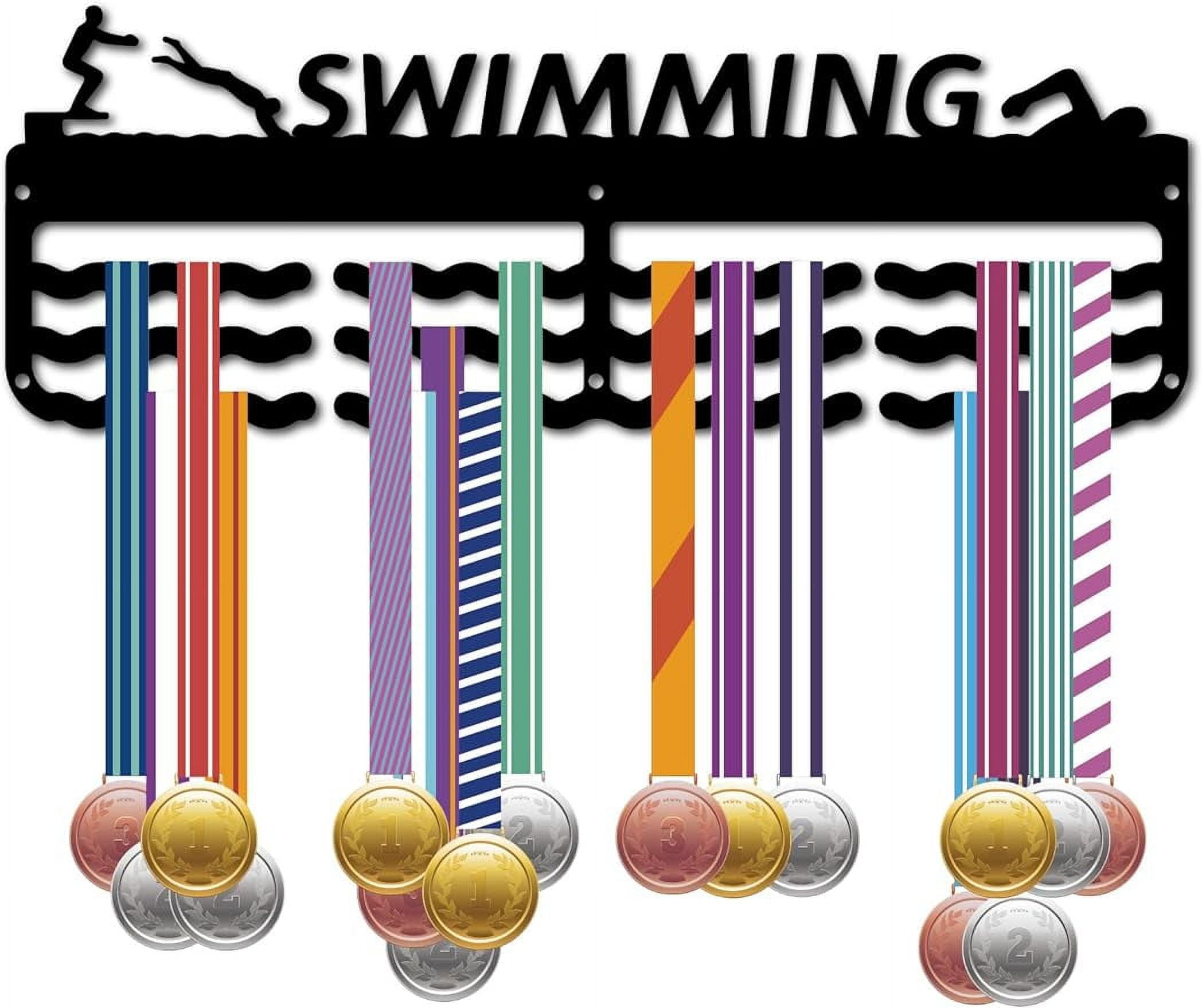 Swimming Medal Holder Hanger 60+ Medals Rack Medal Holder Black Metal ...