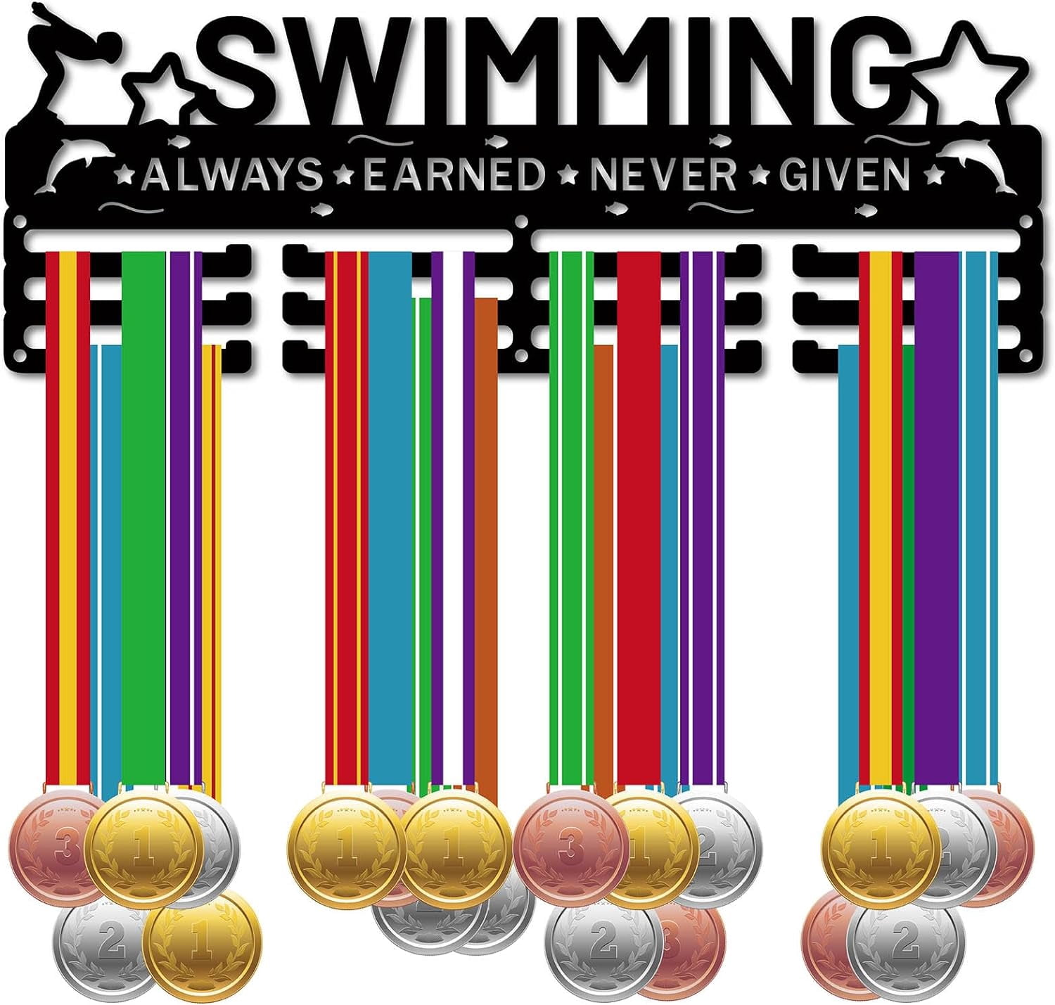 Swimming Medal Holder Hanger Medals Rack Black Metal Iron Medal Holder ...