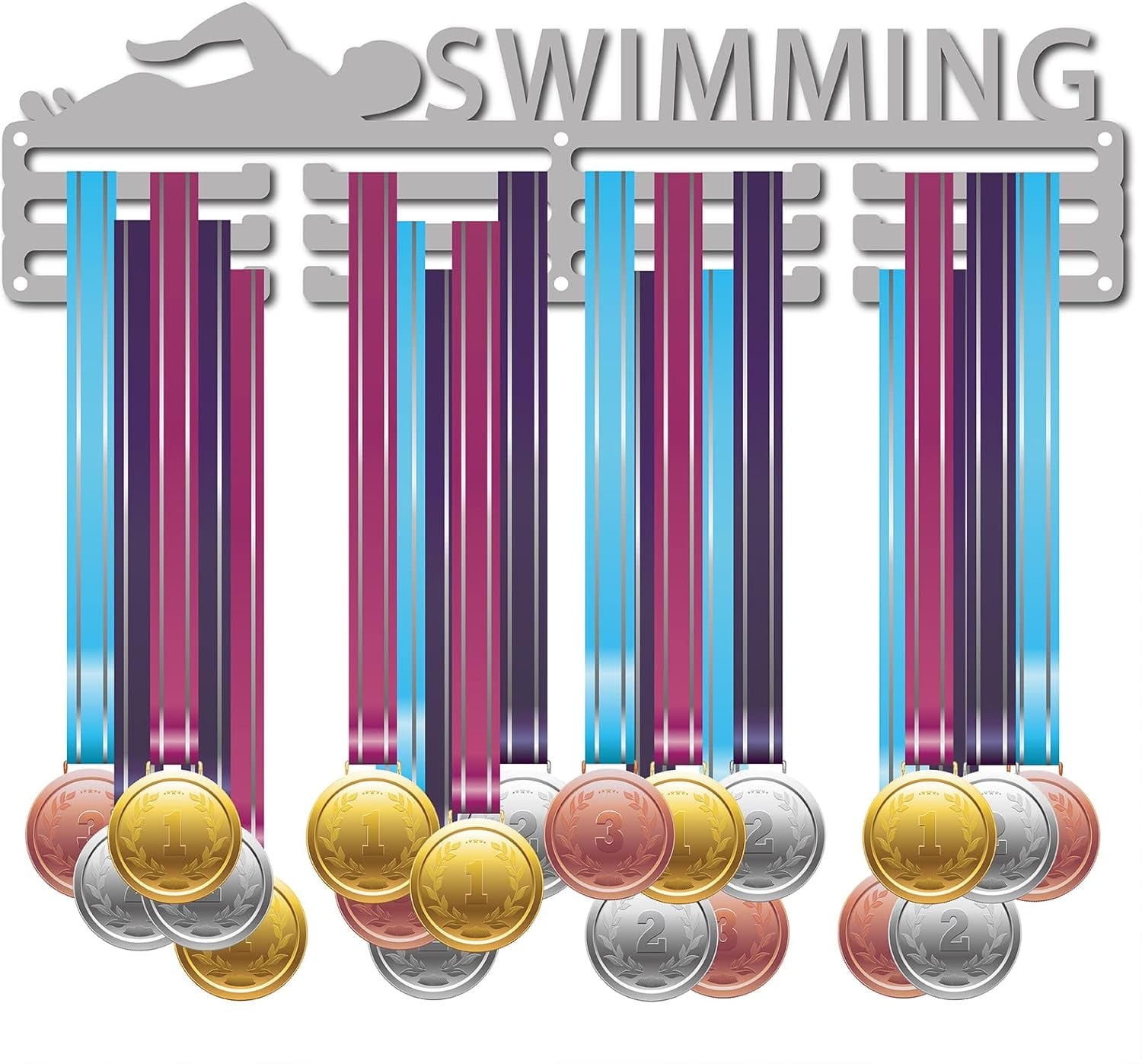 Swimming Medal Holder Sport Swimmer Medals Display Stand Wall Mount ...