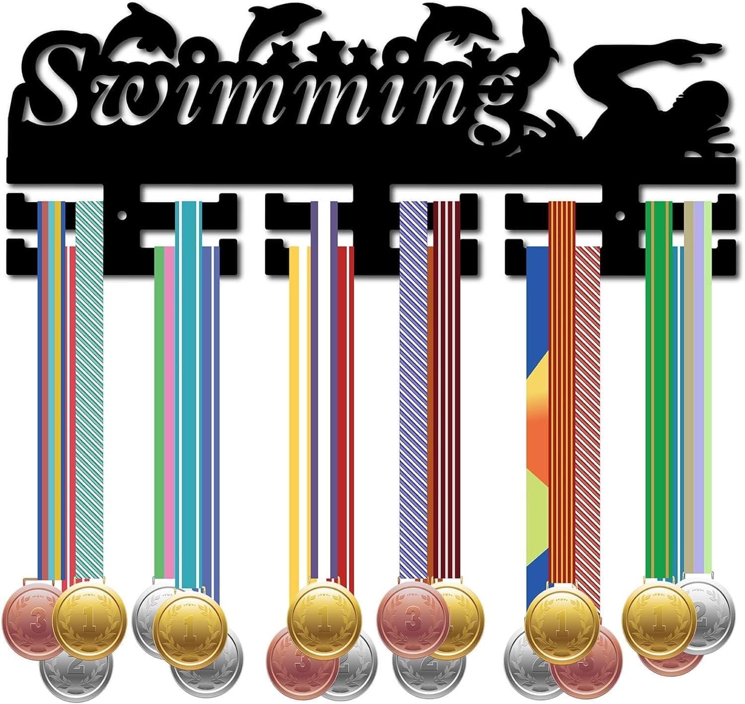 Swimming Medal Holder Wooden Sport Medal Hanger Display Swimmer Medal ...