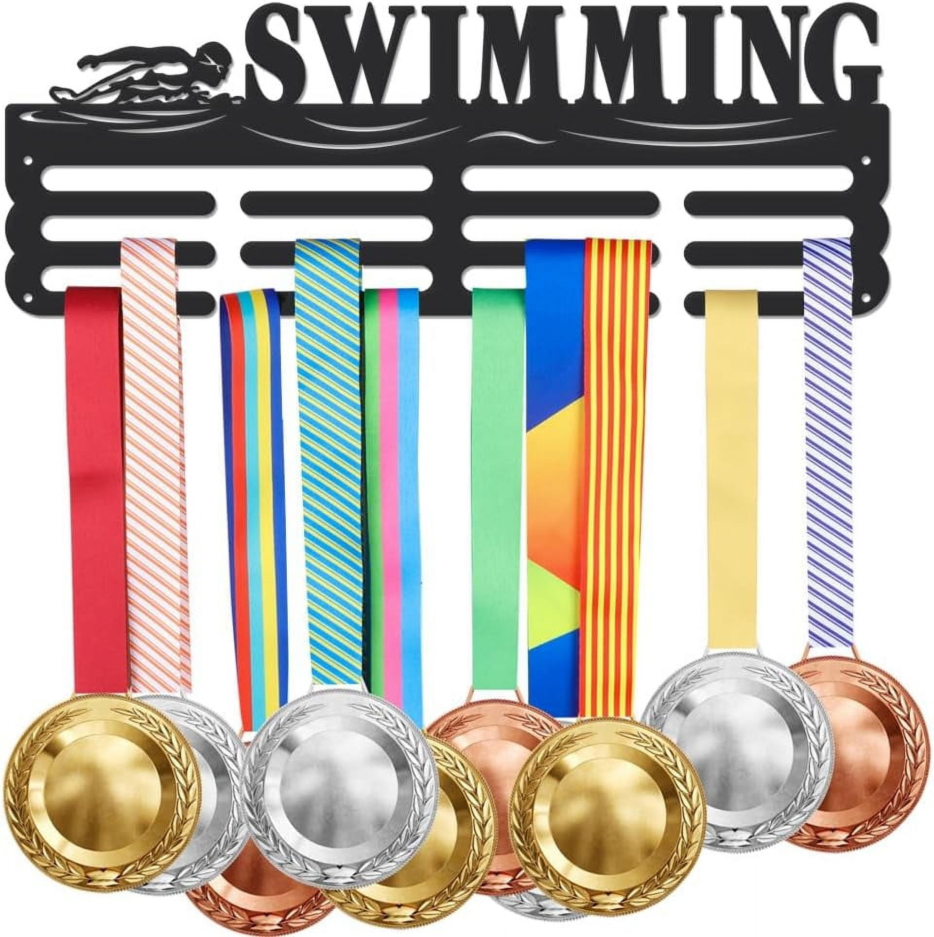 Swimming Medal Hook Display Wall Rack Frame Ribbon Swimming Holder ...