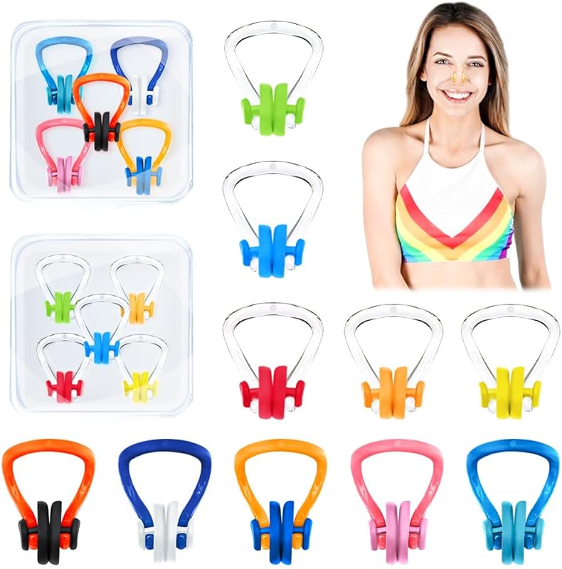 Swimming Nose Clip - 10 Packs Silicone Swim Nose Plugs for Kids (Age 7 ...