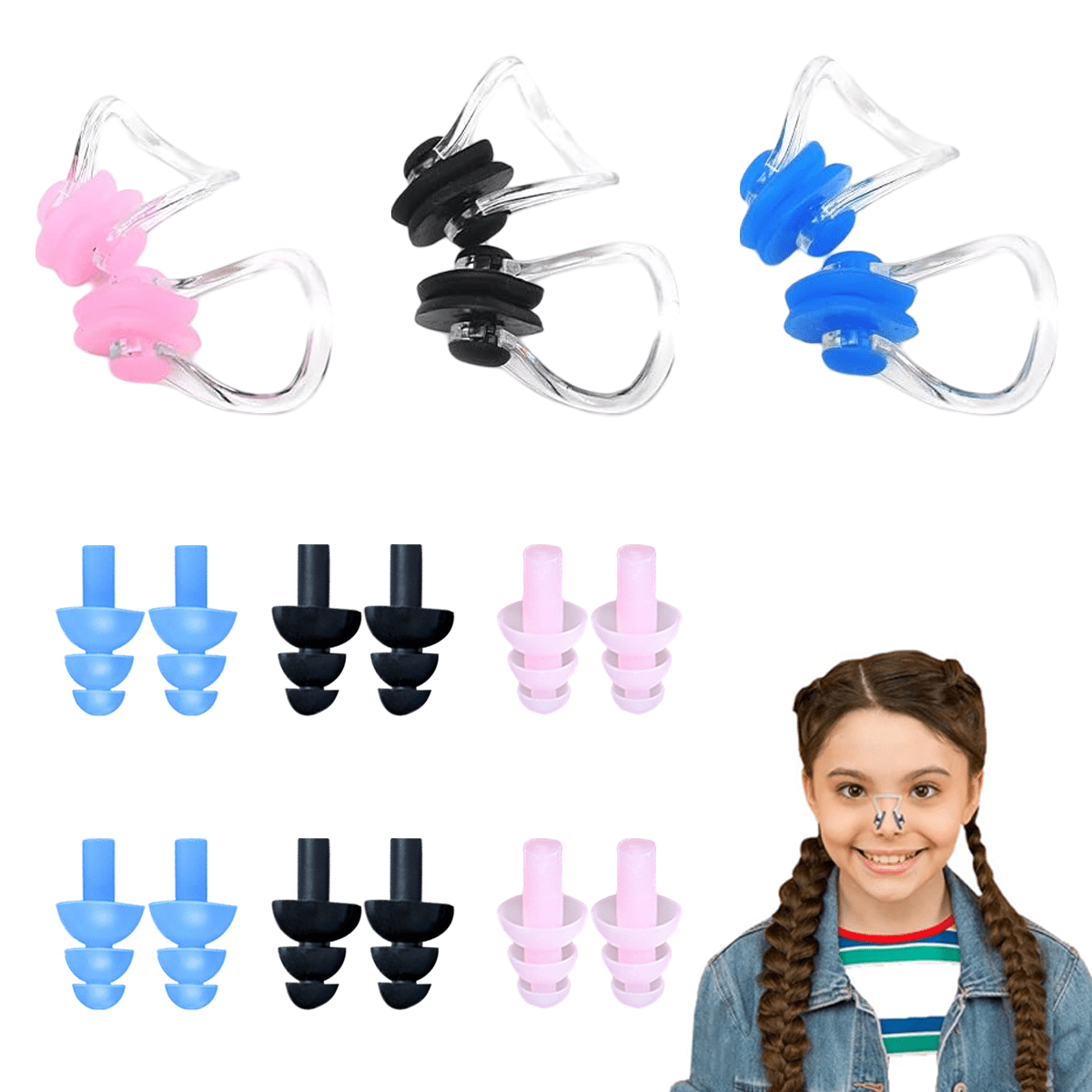 Swimming Nose Clip, Silicone Waterproof Pool Nose Plugs For Kids (Age 7 ...