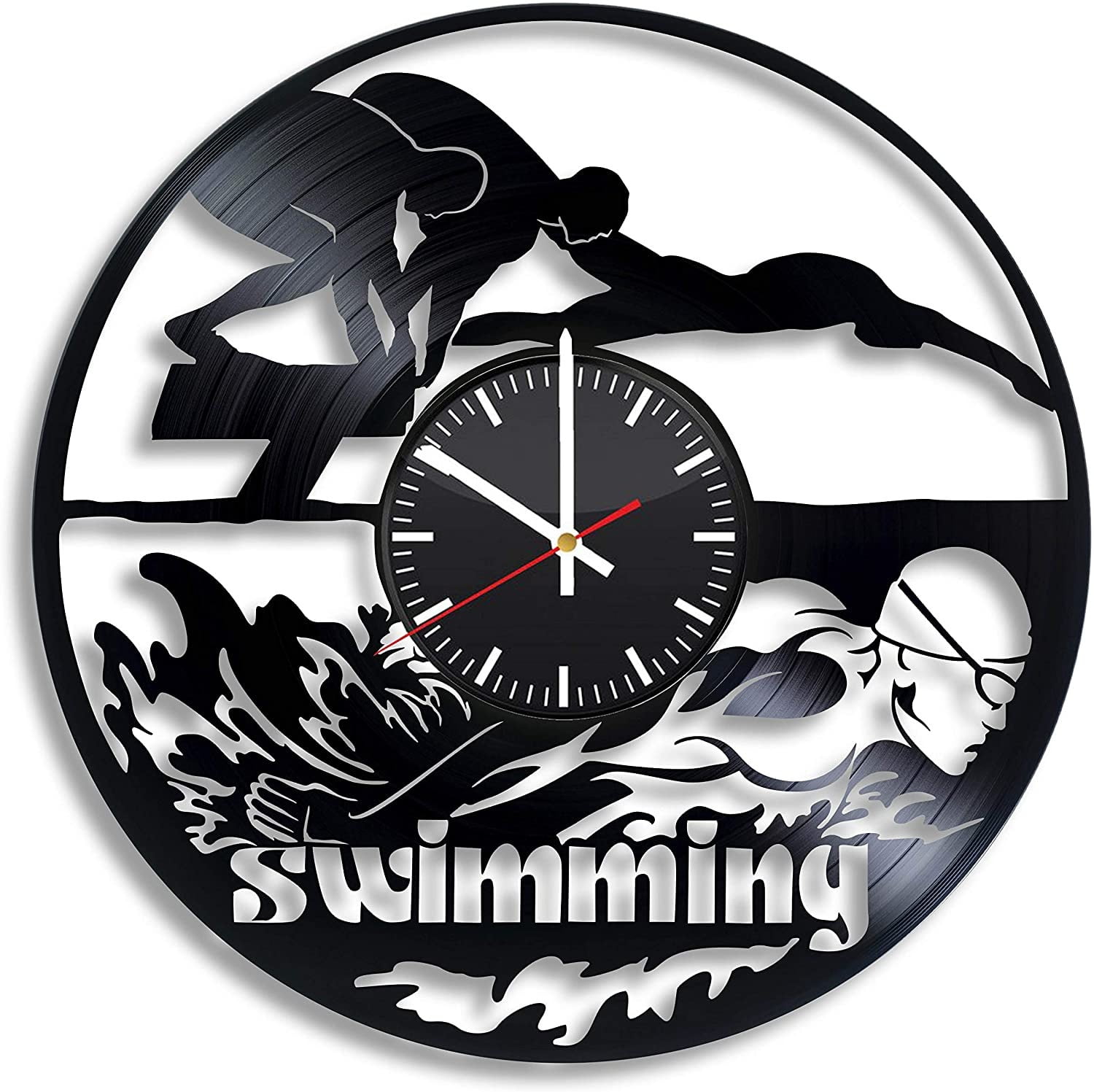 Swimming Olympic Sport Pool Water Vinyl Wall Clock, Vinyl Record ...