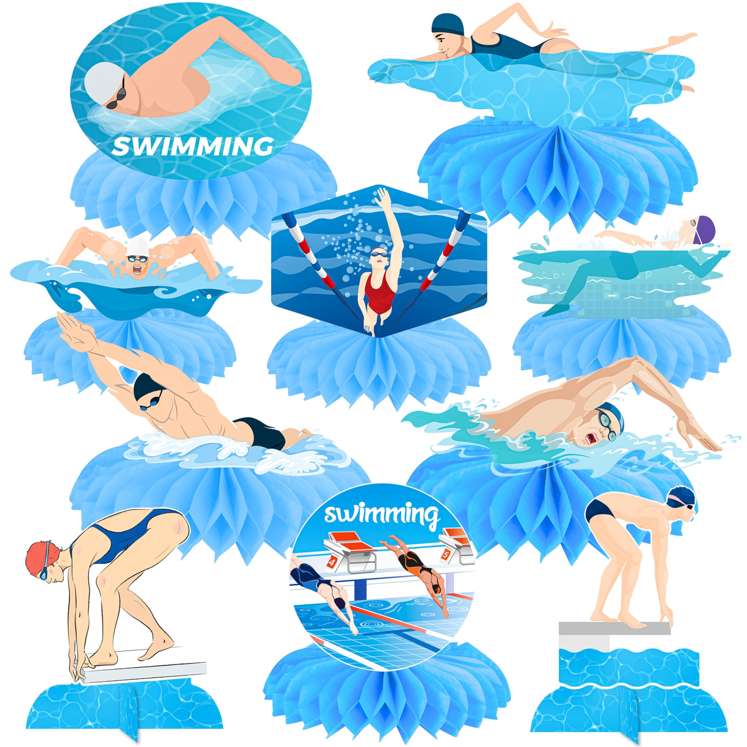 Swimming Party Honeycomb Centerpieces Summer Swim Party Table ...