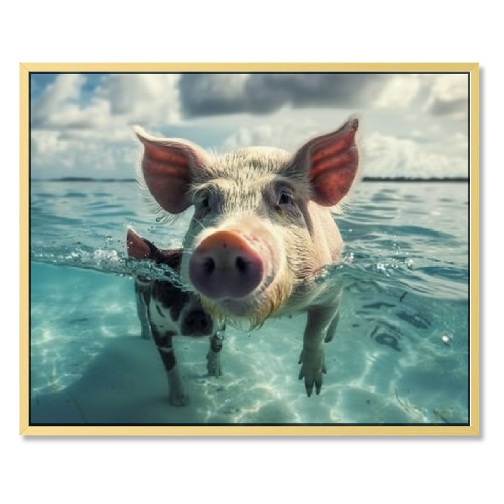 Swimming Pigs of The Bahamas in The Out Islands of The Exuma Poster Canvas Wall Art Hom e Wall ...