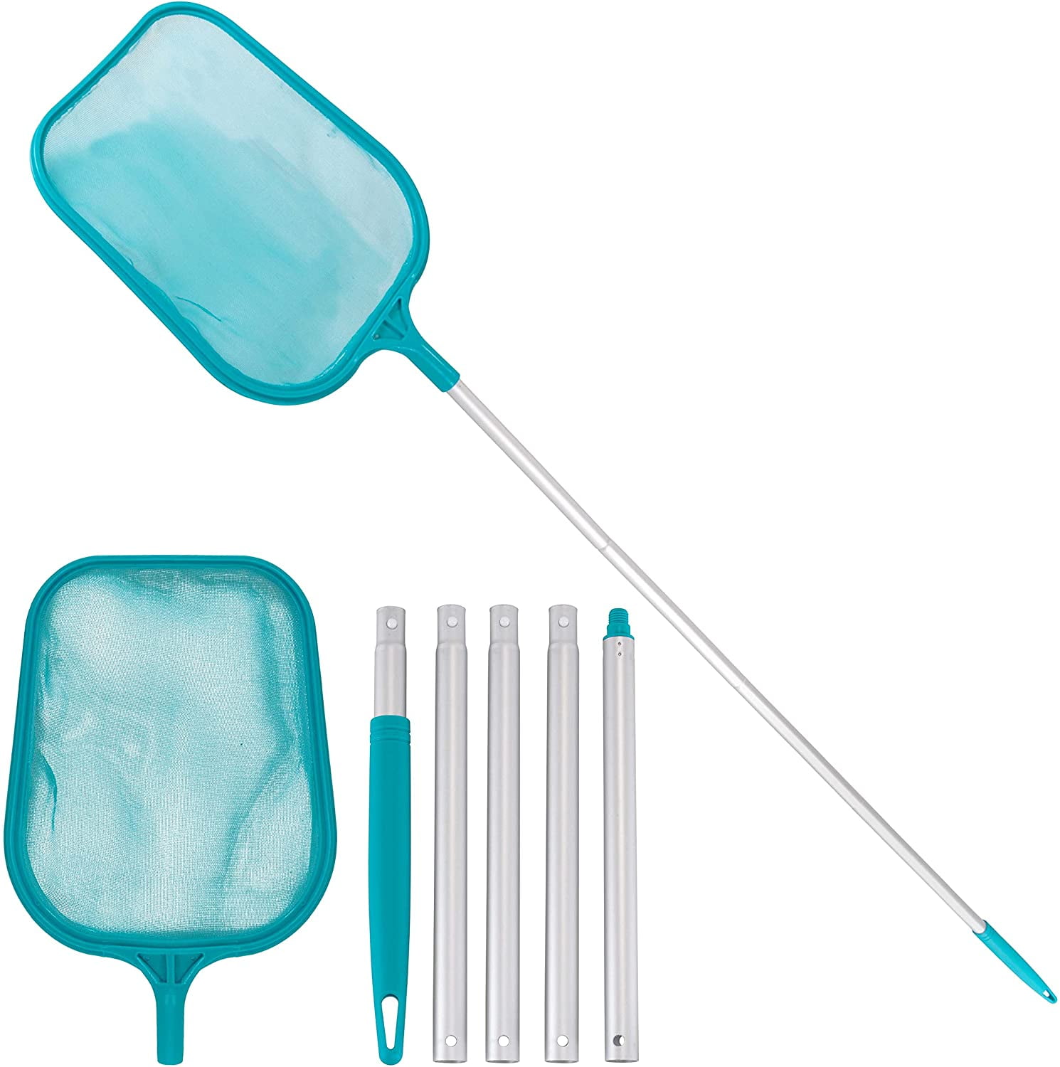 Swimming Pool 4 Foot Leaf Skimmer Net with 4 Connecting Aluminum Pole ...