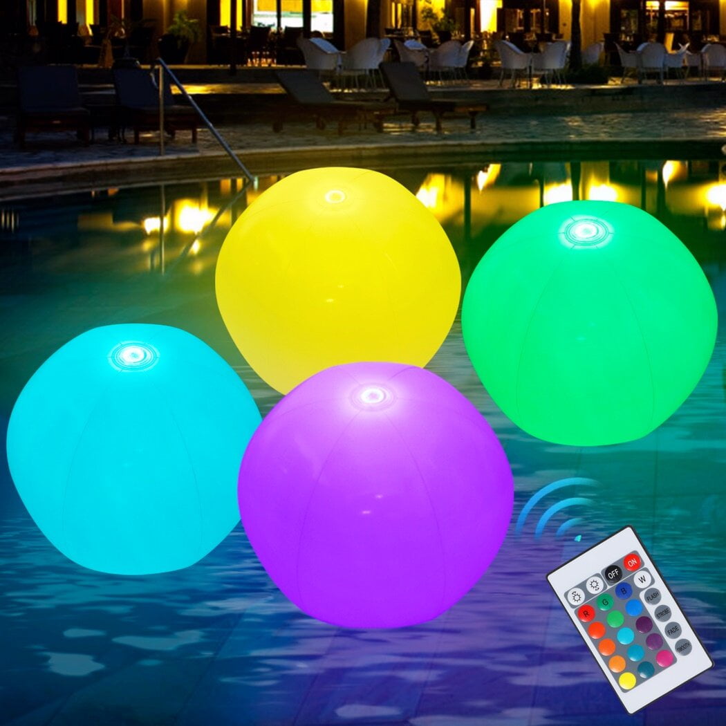 Swimming Pool Ball Lights, 4 Packs Luminous Inflated Beach Balls for ...