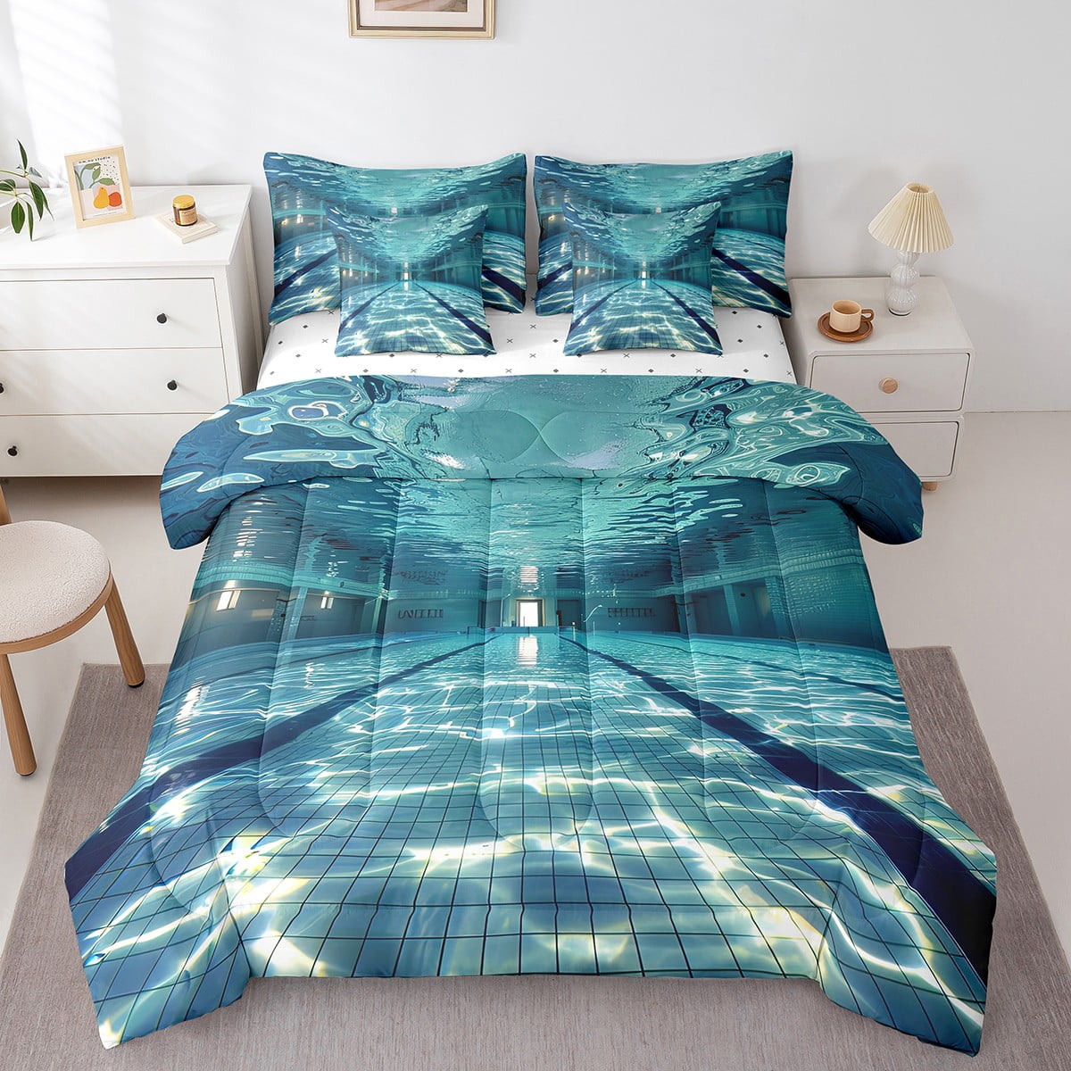 Swimming Pool Bedding Comforter Sets 7-Piece Swimming Sport Bed in a ...