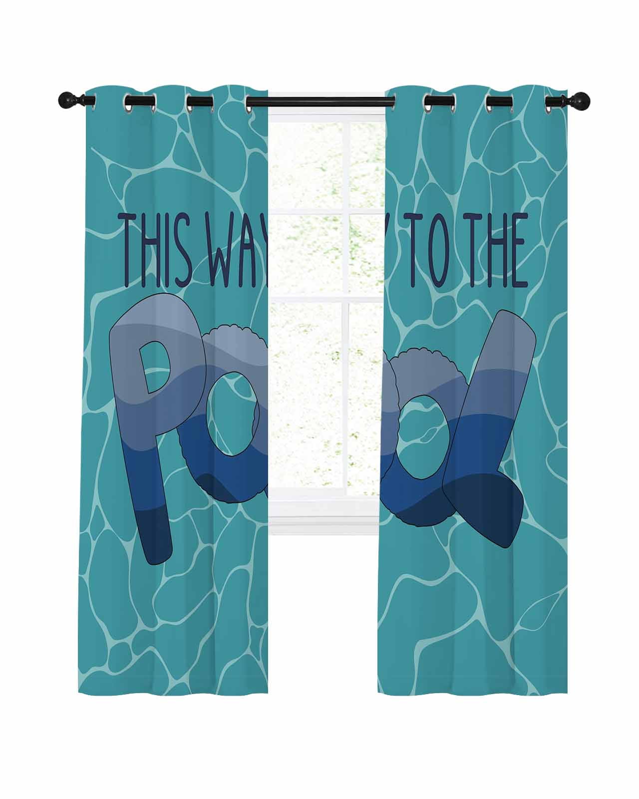 Swimming Pool Blackout Curtains, Light Blocking Print Window Curtains ...
