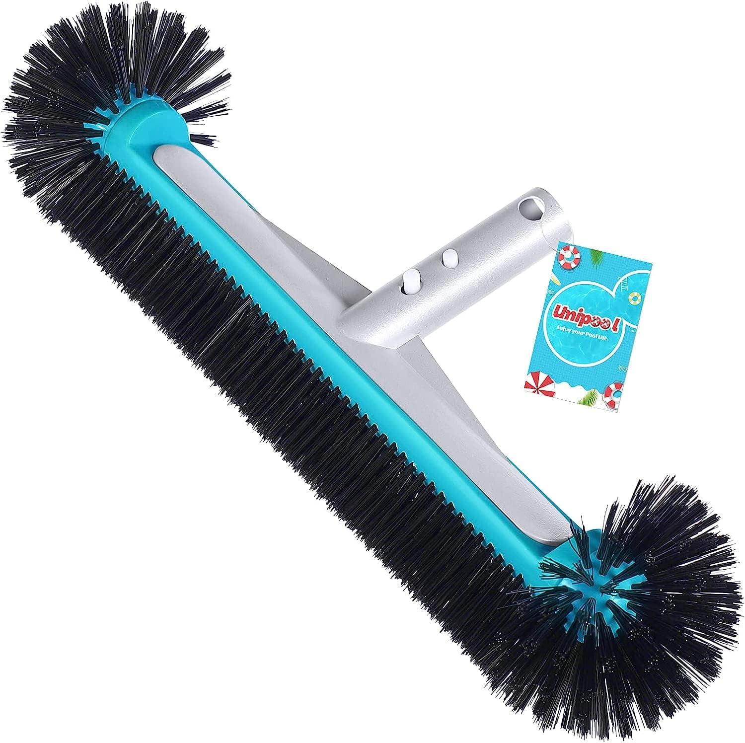 Swimming Pool Brush Head with Round Ends,17.5" Heavy Duty Aluminum Back ...