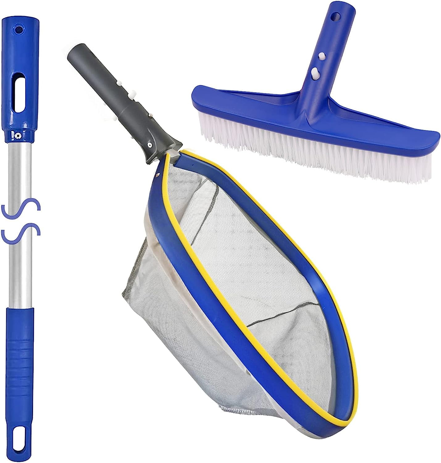Swimming Pool Cleaning Kit, 14'' Brush Head & 50'' Telescopic Aluminum ...