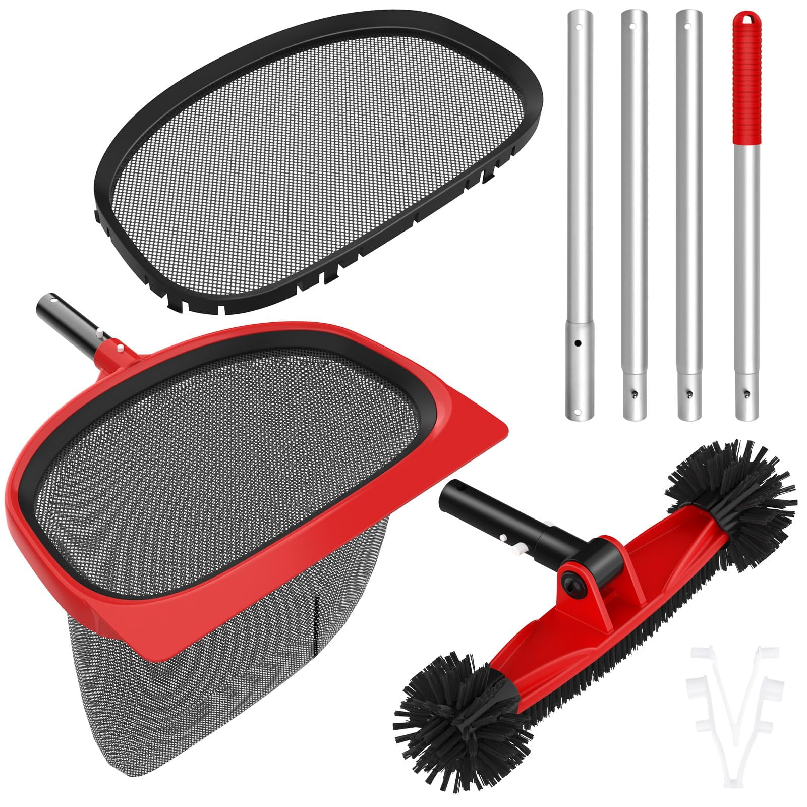 Swimming Pool Cleaning Kit Including 5.7 Feet Aluminum Pool Pole 4 ...