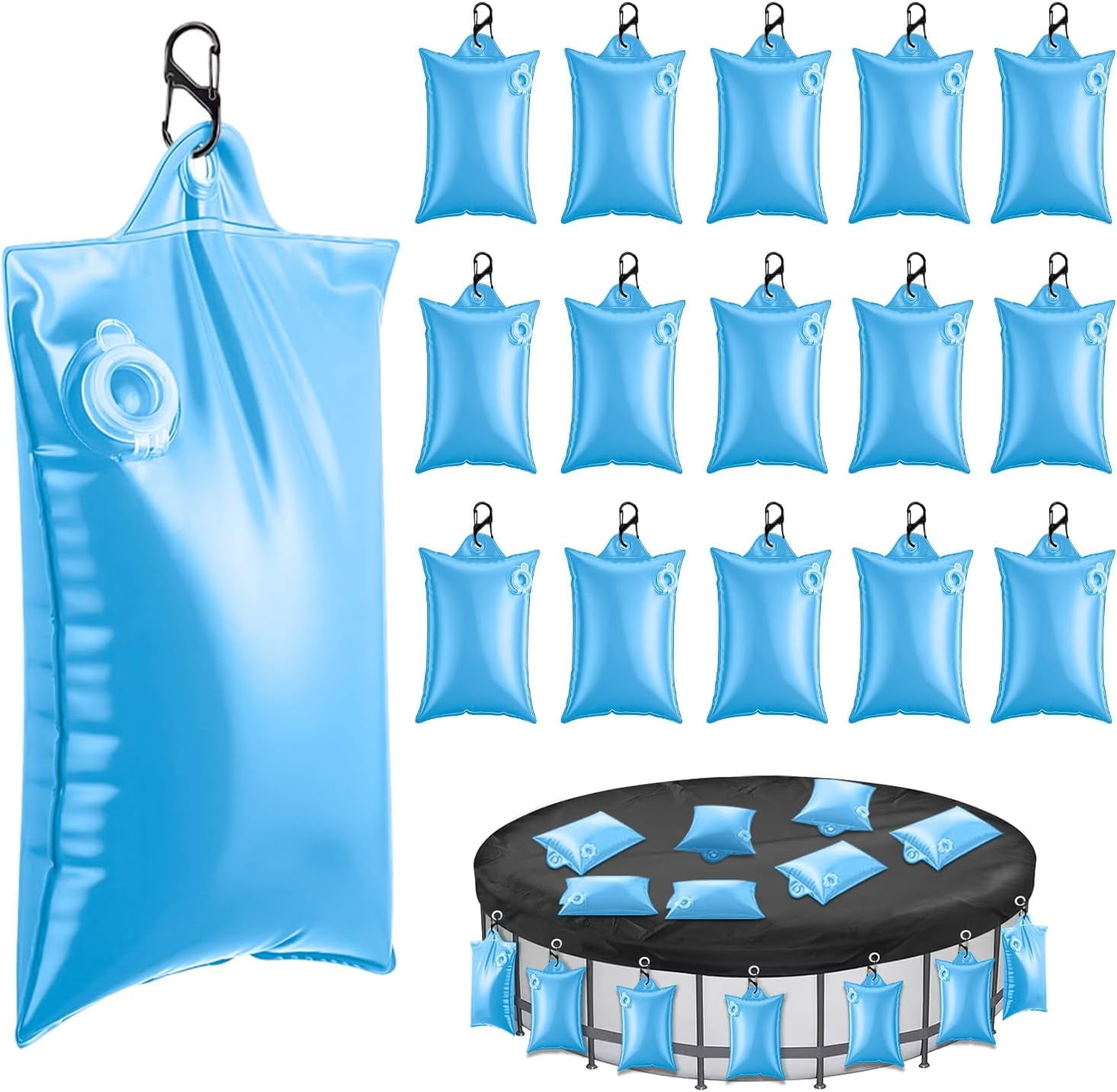 Swimming Pool Cover Hanging Bag with Hooks,Thick PVC Leakproof Pool ...