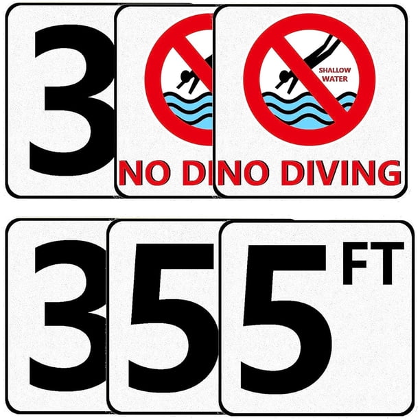 Swimming Pool Depth Marker Stickers No Diving Adhesive Pool Safety ...