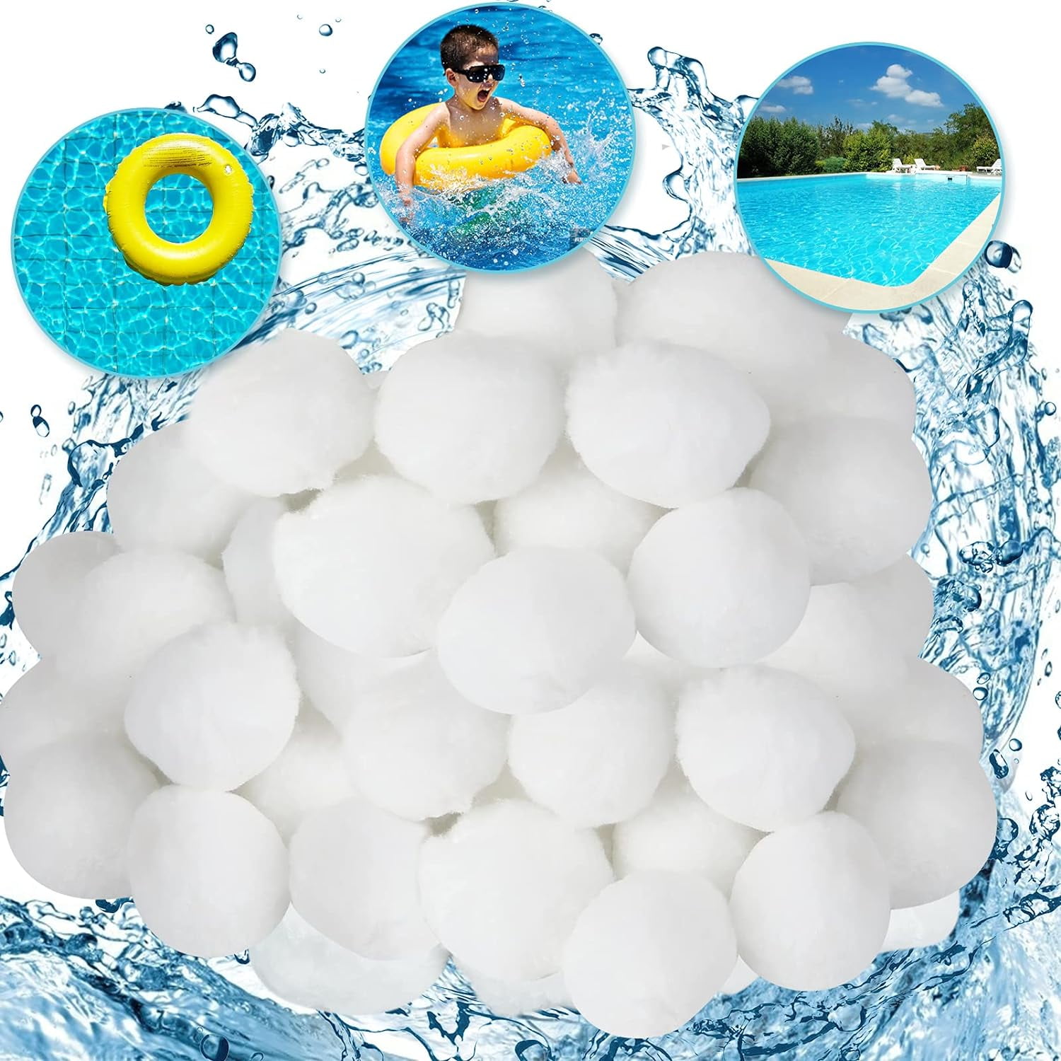 Swimming Pool Filter Balls,1000g Filter Balls Replace 36kg of Filter ...