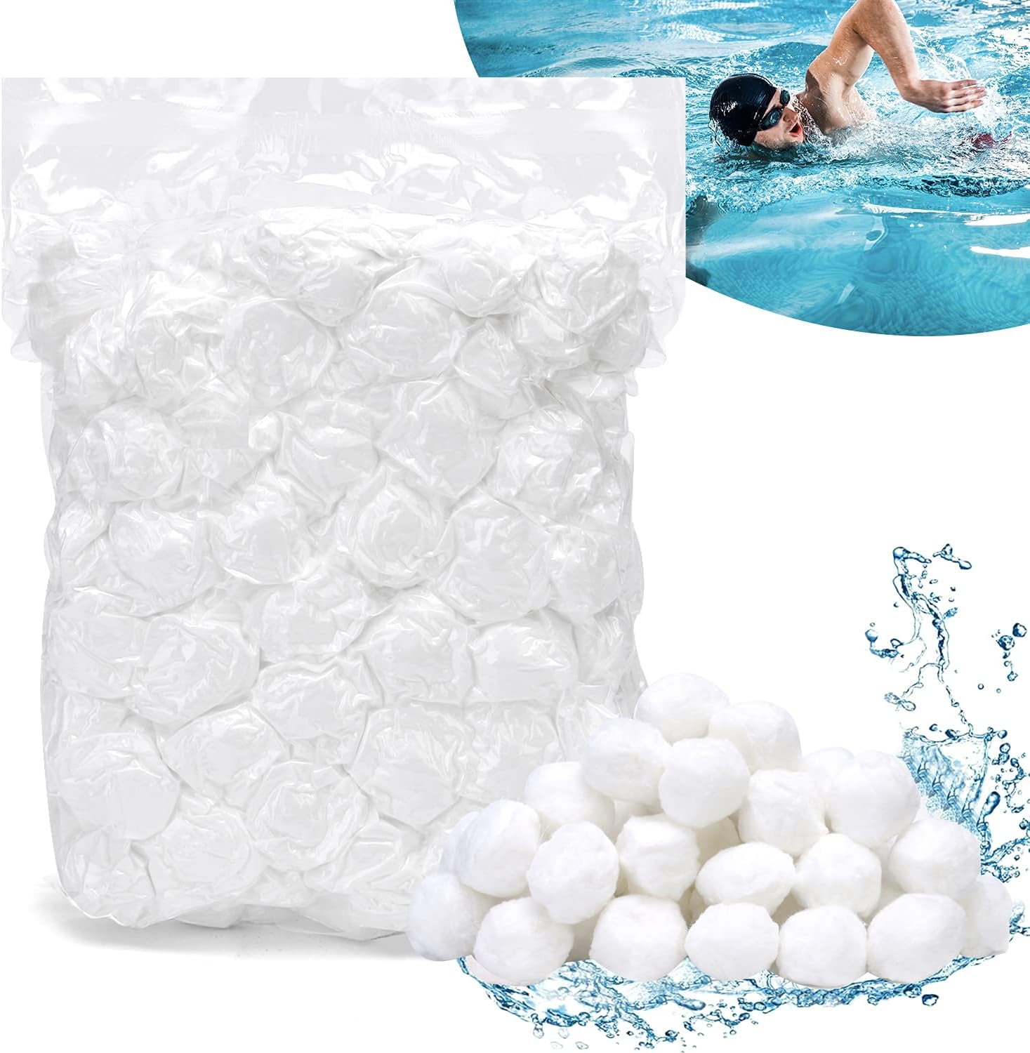 Reusable Pool Filter Balls, High Filtration Strength Eco-Friendly Fiber ...