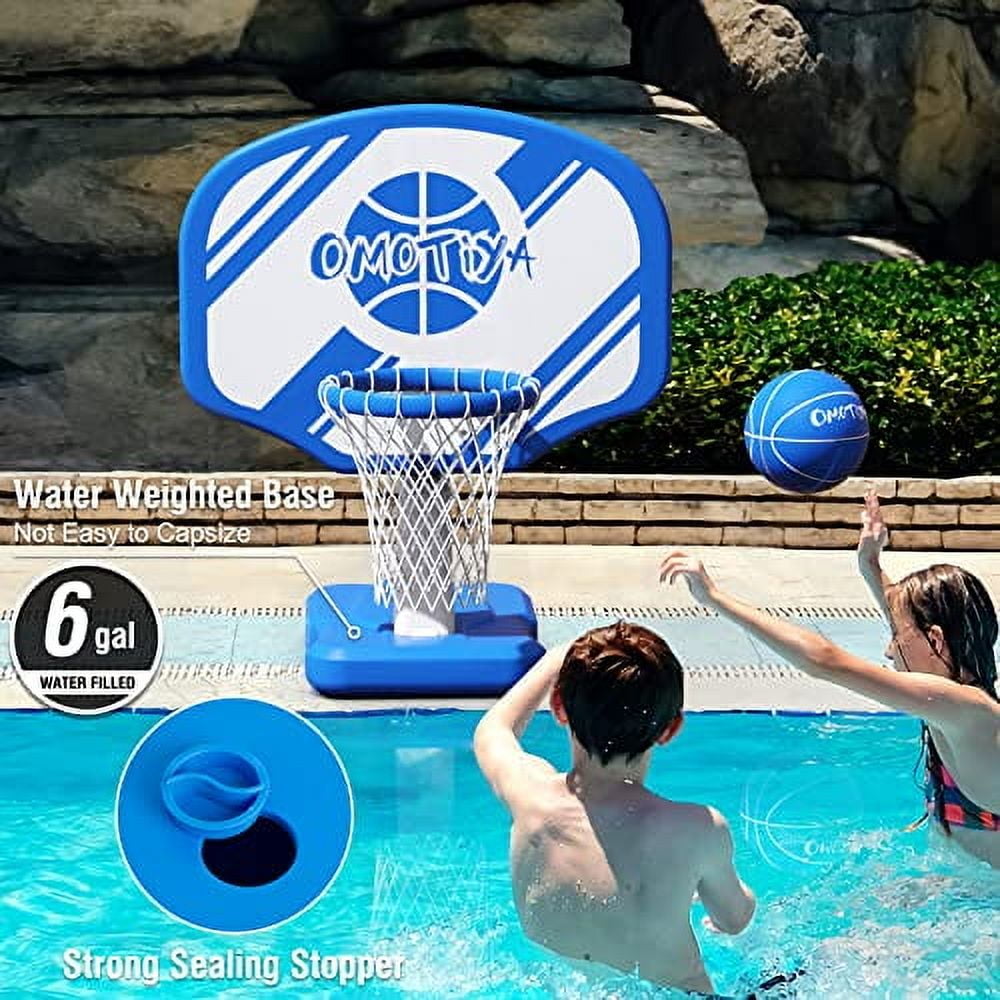 Swimming Pool Hoop with Base, Portable Outdoor Hoop for Poolside with 2 ...