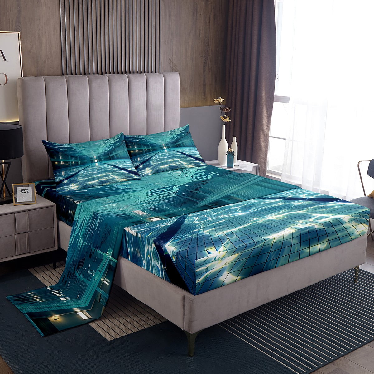 Swimming Pool King Size Sheet Sets Swimming Sport Sheets, Blue Bedding ...