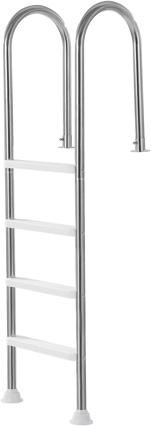 Swimming Pool Ladder, 4-Step Double Handrails Stairs with Non-Slip ...