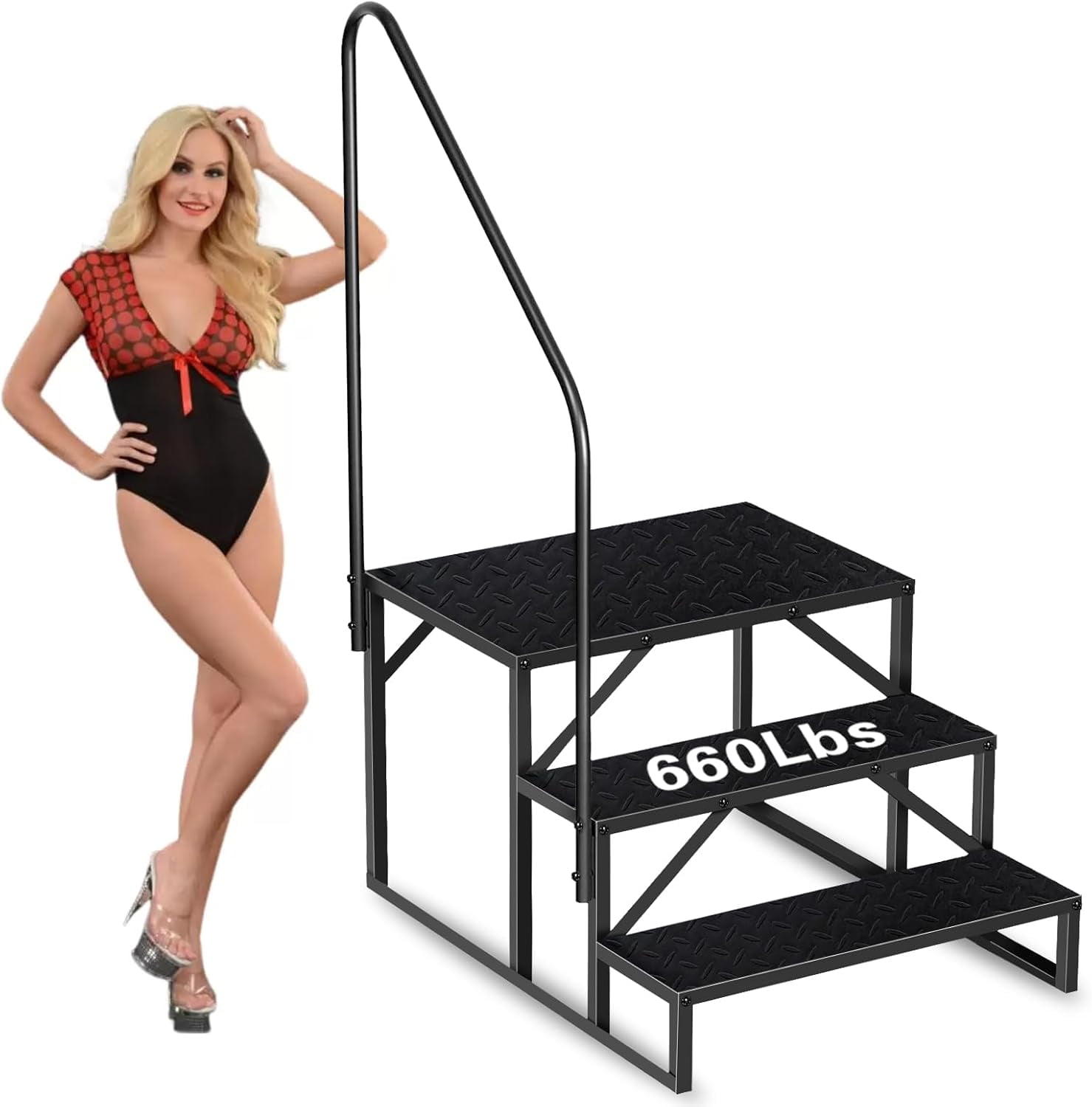 Swimming Pool Ladder for Above Ground Pools - 3 Step Stool with Handrails, 440 lb Capacity ...