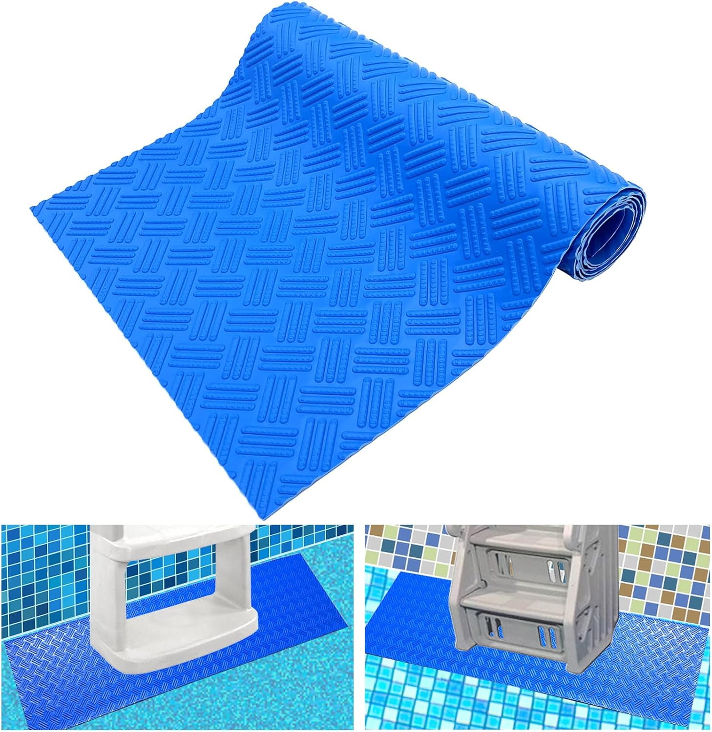 Swimming Pool Ladder Mat - Protective Pool Ladder Pad Step Mat with Non ...