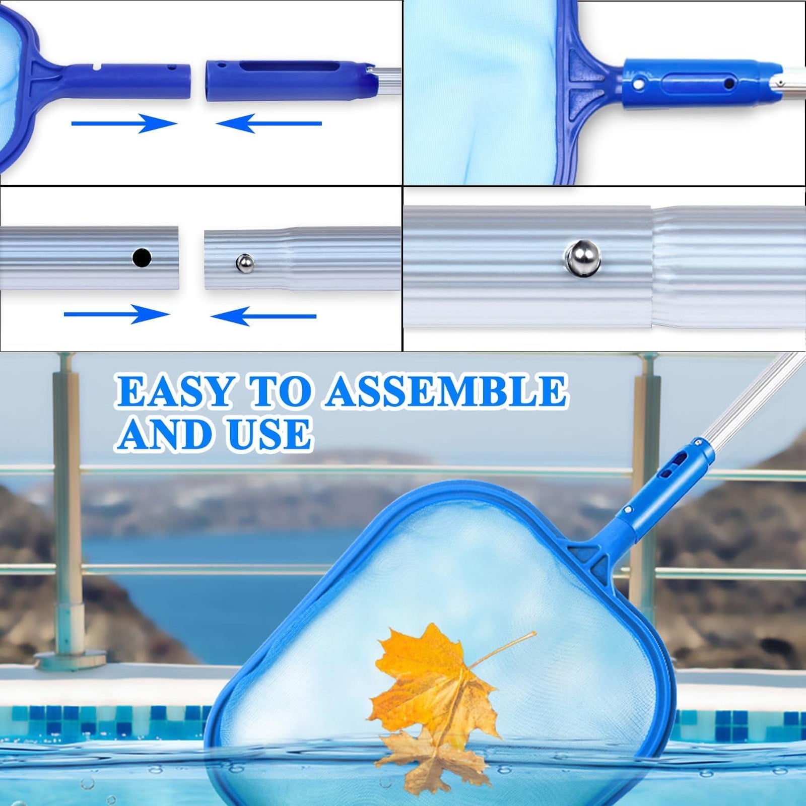 Swimming Pool Leaf Net - 186cm Swimming Pool Leaf Cleaning Net Mesh ...