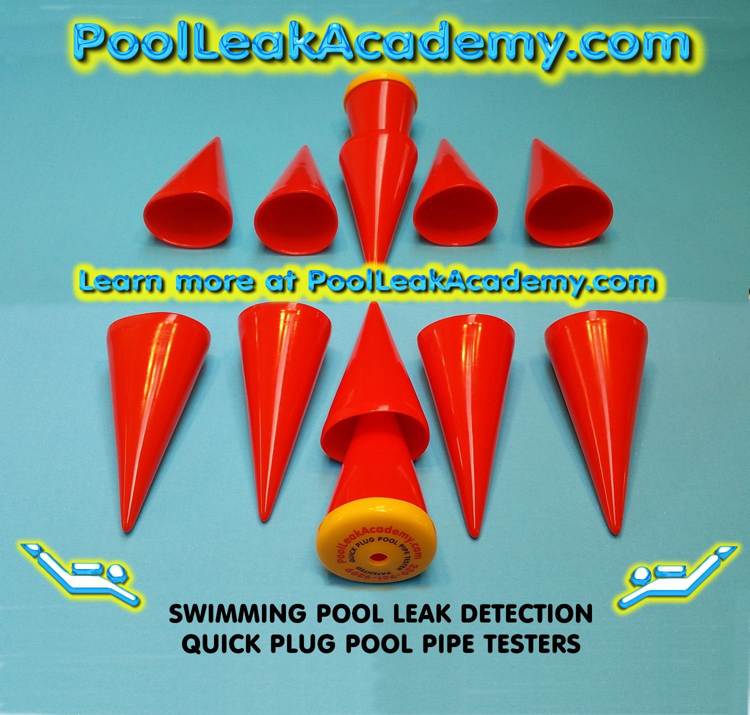 Swimming Pool Leak Detection DYE Testing Cones- Quick Plugs Set of 6 ...