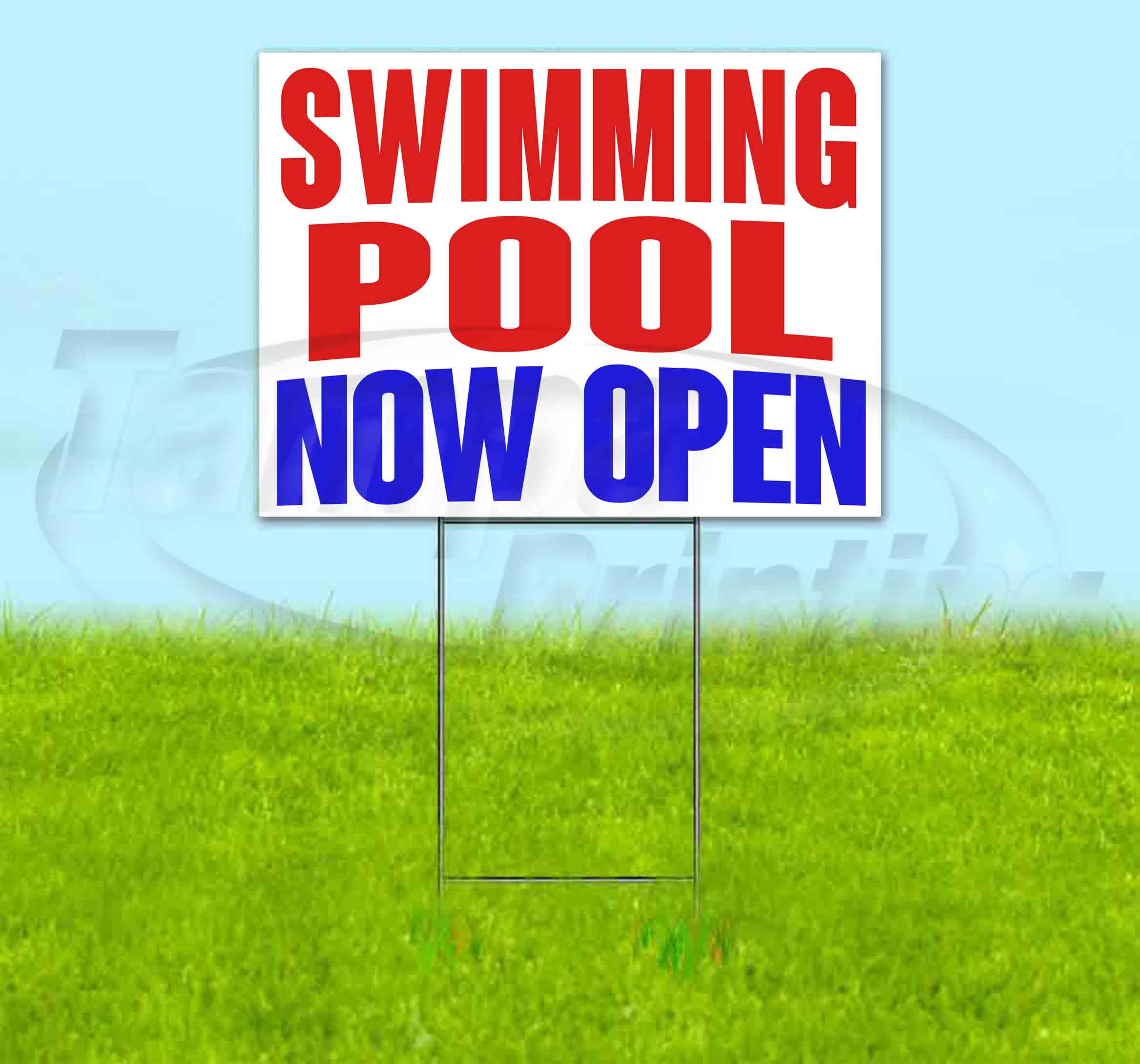 Swimming Pool Now Open (18" x 24") Yard Sign, Includes Metal Step Stake ...