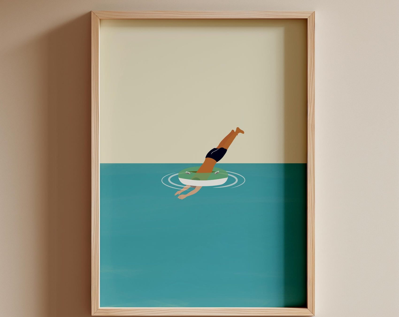 Swimming Pool Print | Jumping in Tube Art | Minimalist Tiny People ...