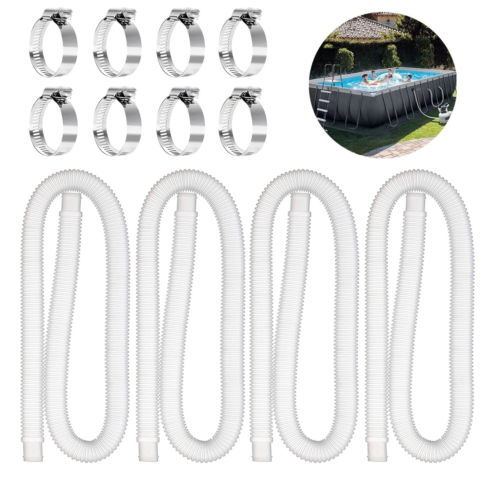 Swimming Pool Replacement Hose,59” Long 1.25" Diameter Filter Pump Hose ...