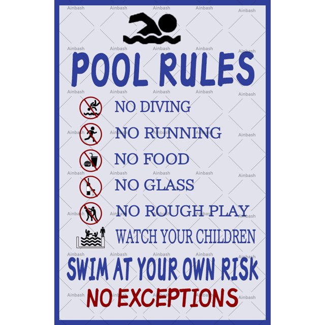 Swimming Pool Rules Metal Sign Wall Decor Swimming Pool with Their own ...
