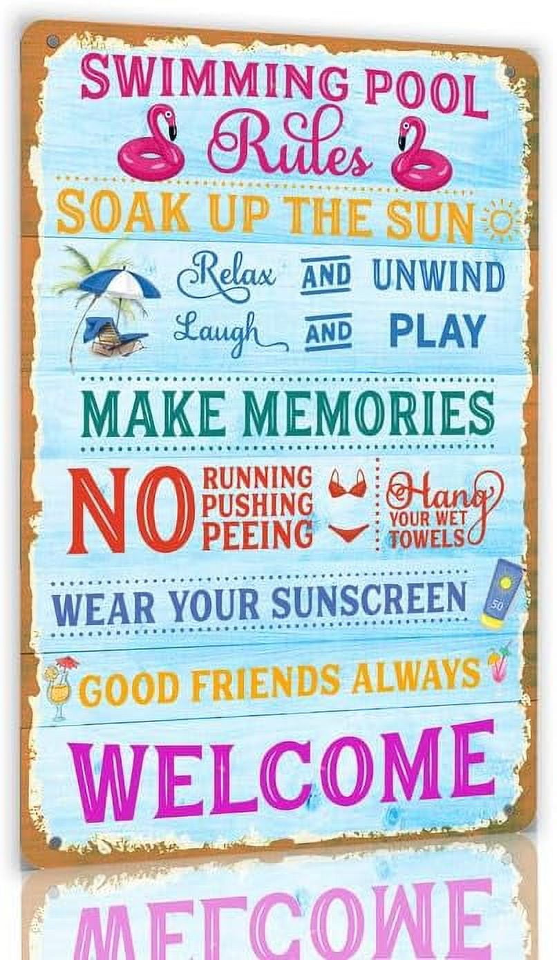 Swimming Pool Rules Sign Pool House Decor Sign Funny Swimming Pool Area ...