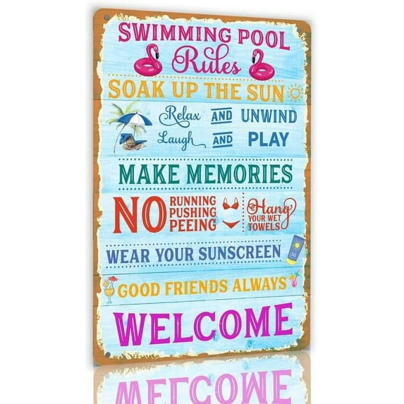 Swimming Pool Rules Sign Pool House Decor Sign Funny Swimming Pool Area ...
