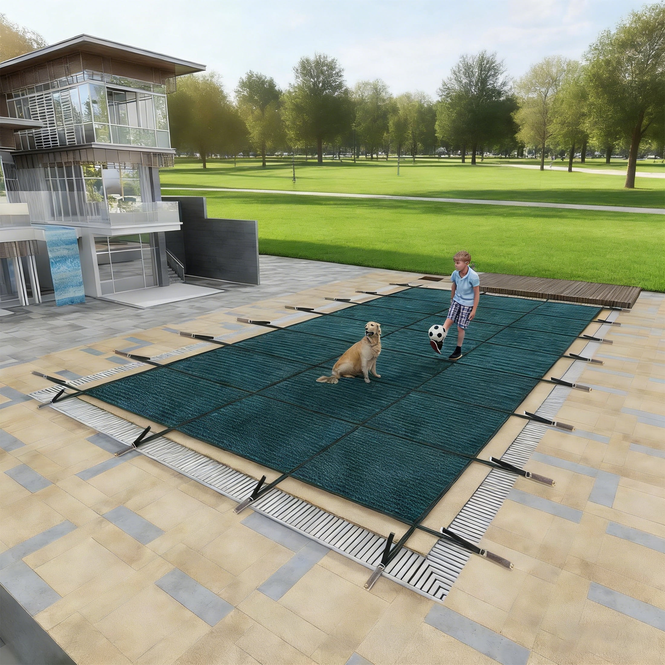 Swimming Pool Safety Cover,Fits 20x40ft Rectangular Underground and ...
