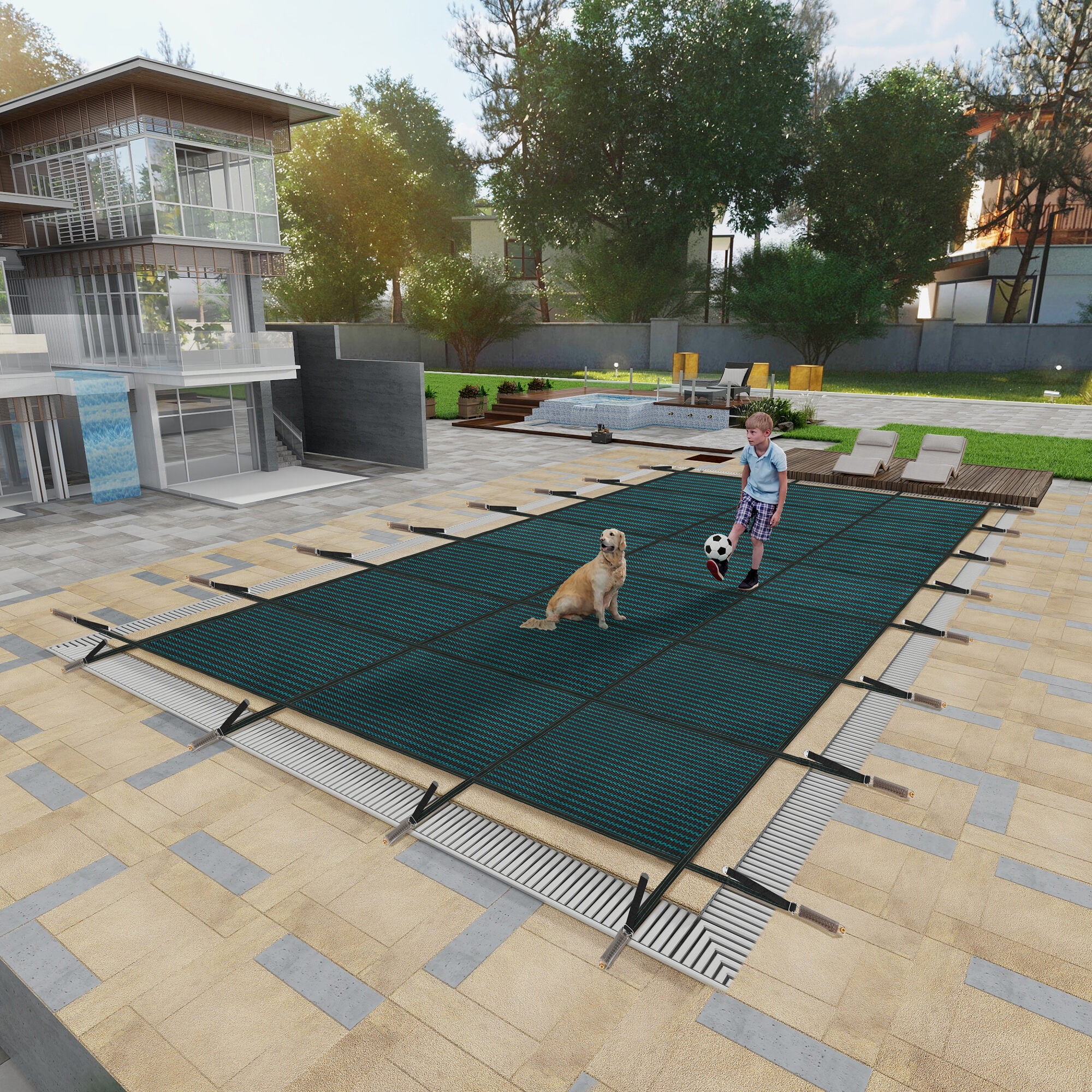 Swimming Pool Safety Cover, Fits 25x45ft Rectangular underground and ...