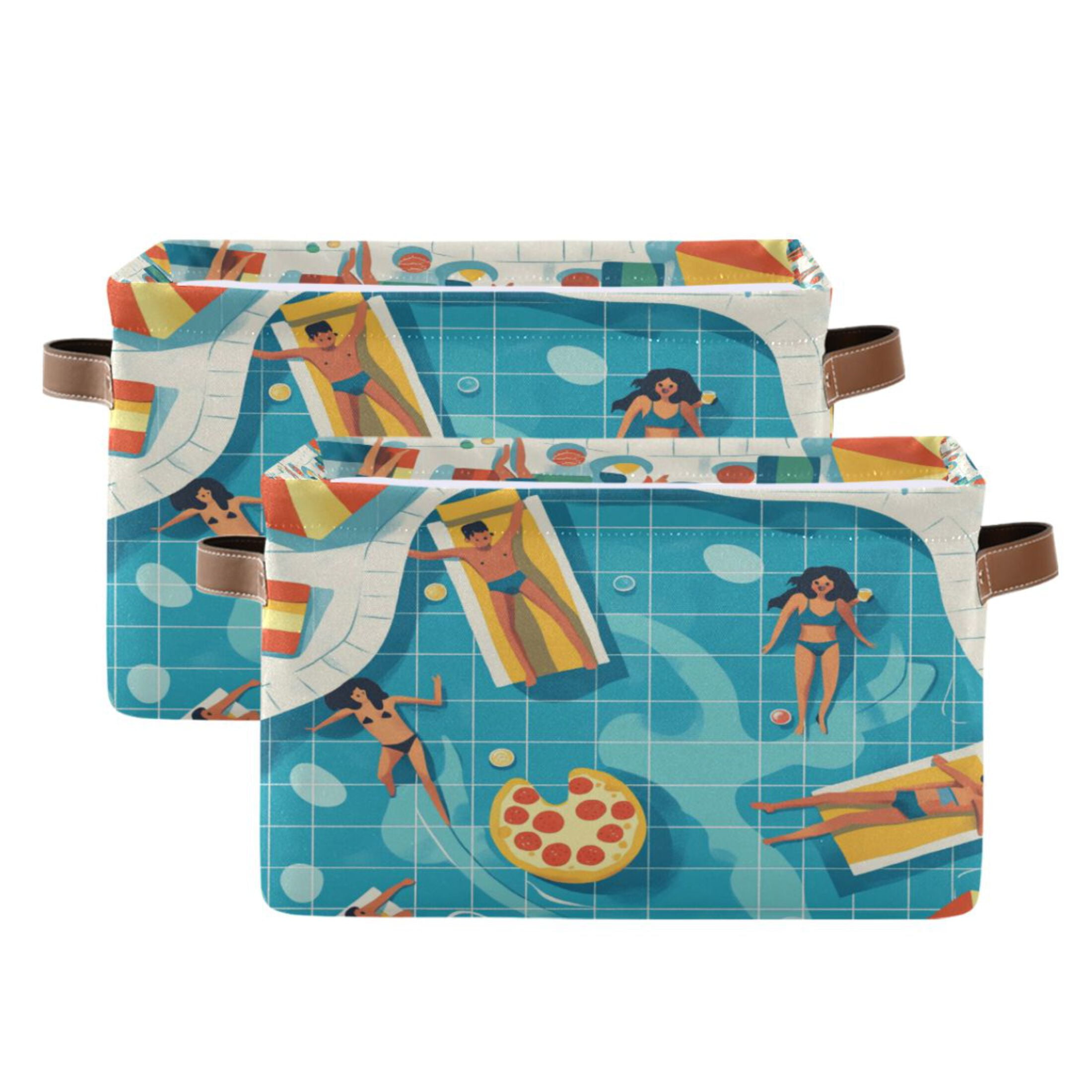 Swimming Pool Scene Foldable Storage Basket,Canvas Fabric Foldable ...