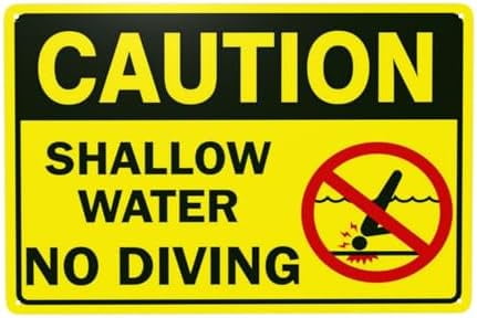 Swimming Pool Sign, Shallow Water No Diving Warning Sign, Pool Rules ...