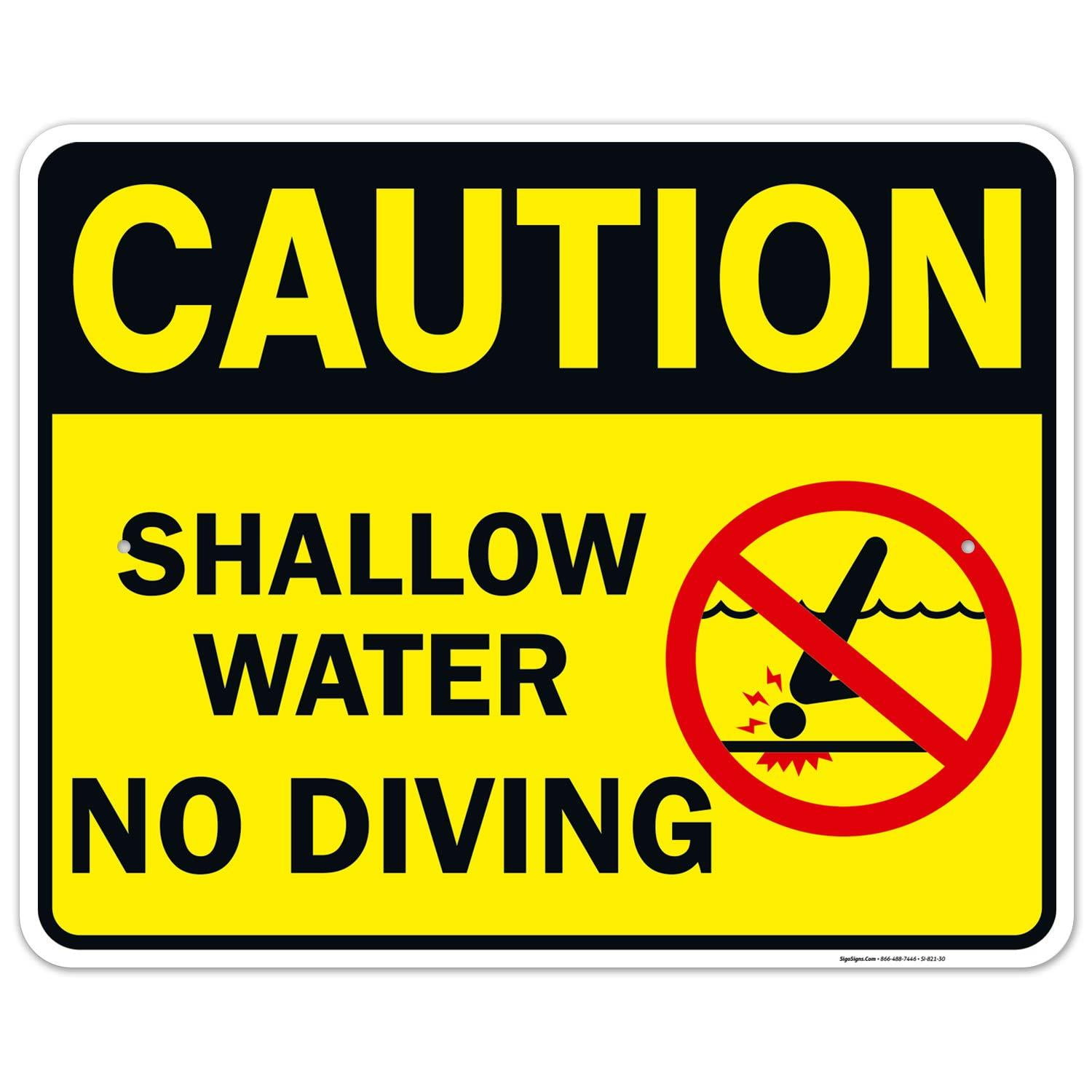 Swimming Pool Sign, Shallow Water No Diving 24x30 Inches, Rust Free ...