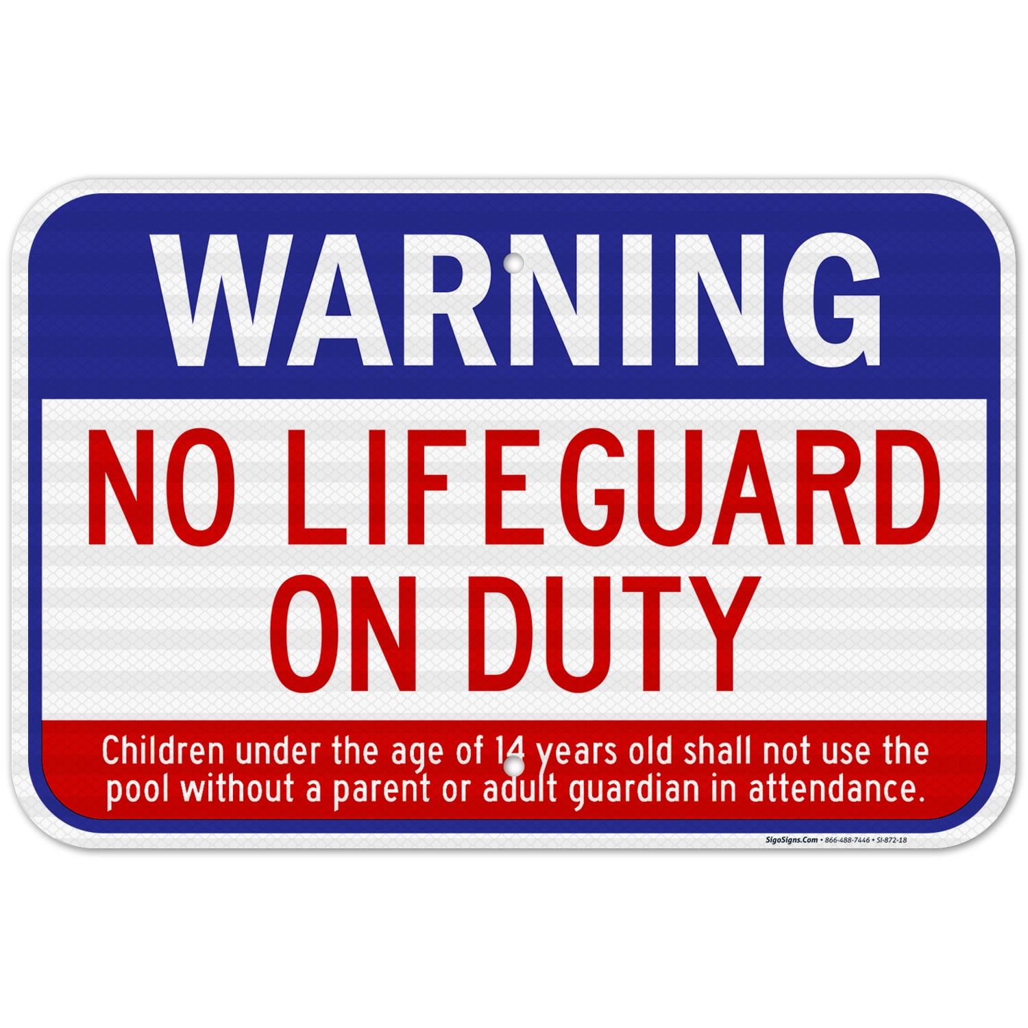 Swimming Pool Sign, Warning No Lifeguard On Duty Sign, Pool Sign ...