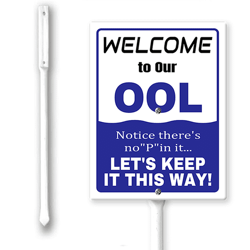 Swimming Pool Sign,Welcome to Our OOL Yard Sign with Stake 4.6 x 6 inch ...